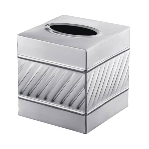 Abode Tissue Box Cover Square – Handcrafted Wave Embossed Pewter Metal ...