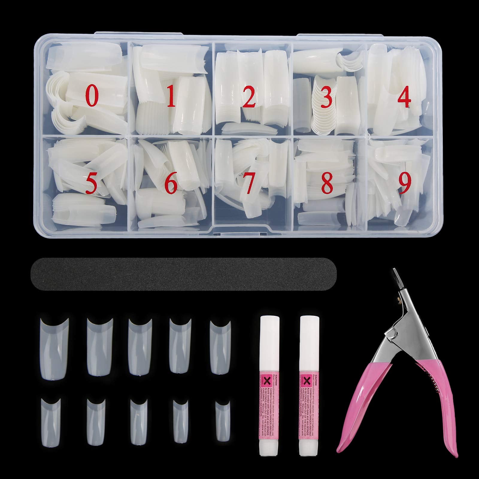 Abodhu Acrylic Natural Nail DHF10 Tips Kit 500 Pcs French Tip Nails Set ...