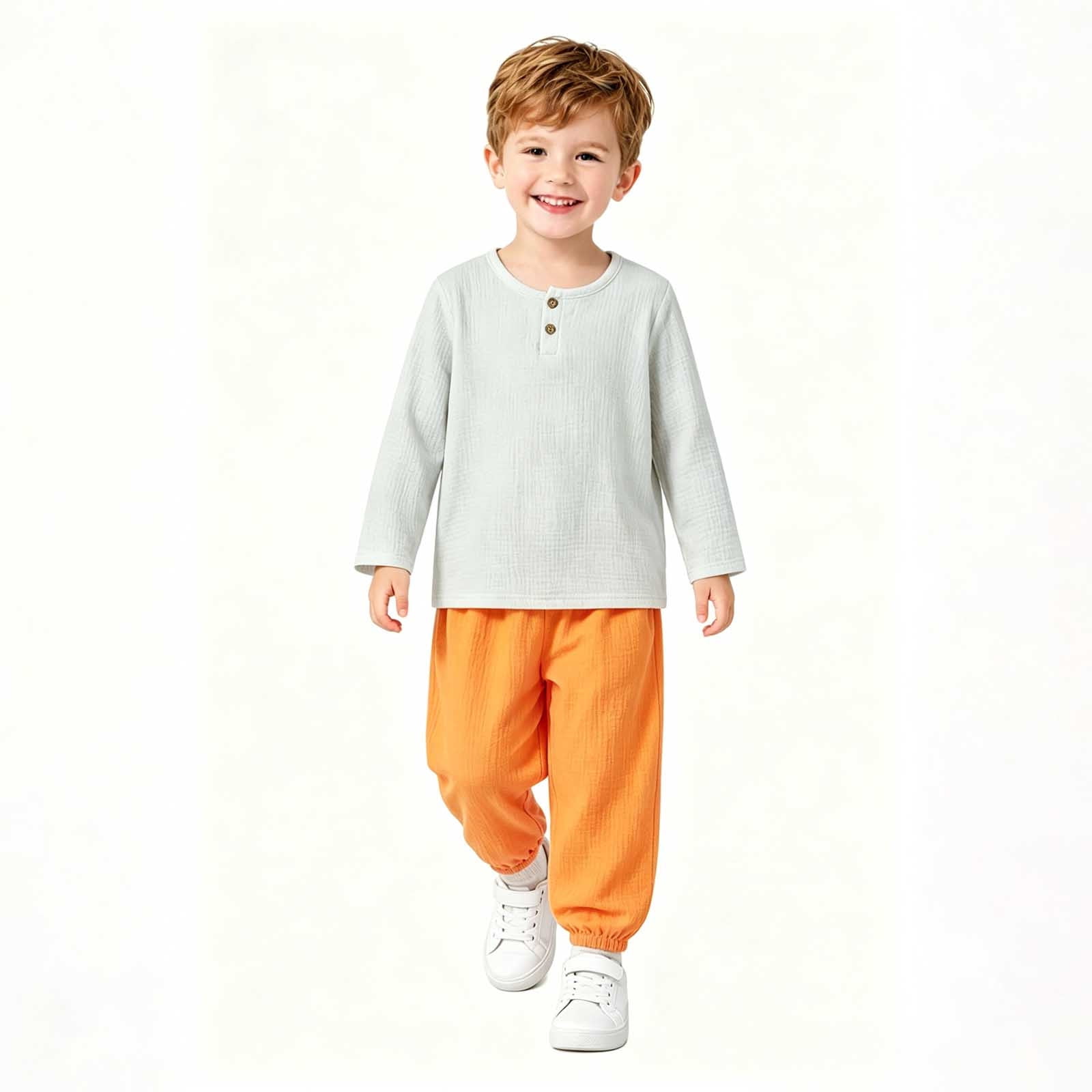 Abomasnow 2 Pack Boys Summer Outfits Long Sleeve Cotton Linen T-Shirt ...