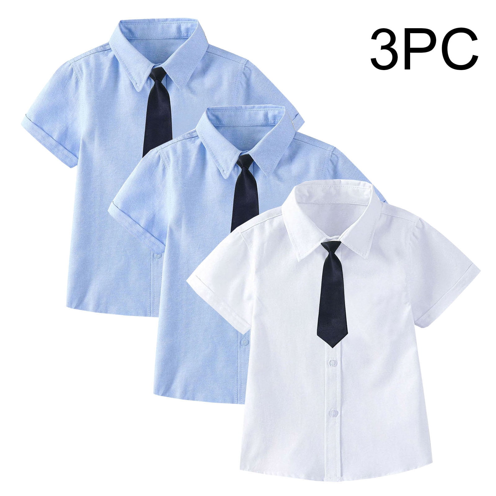 Abomasnow 3 Pack Boys Short Sleeve Dress Shirts Classic Button Down ...
