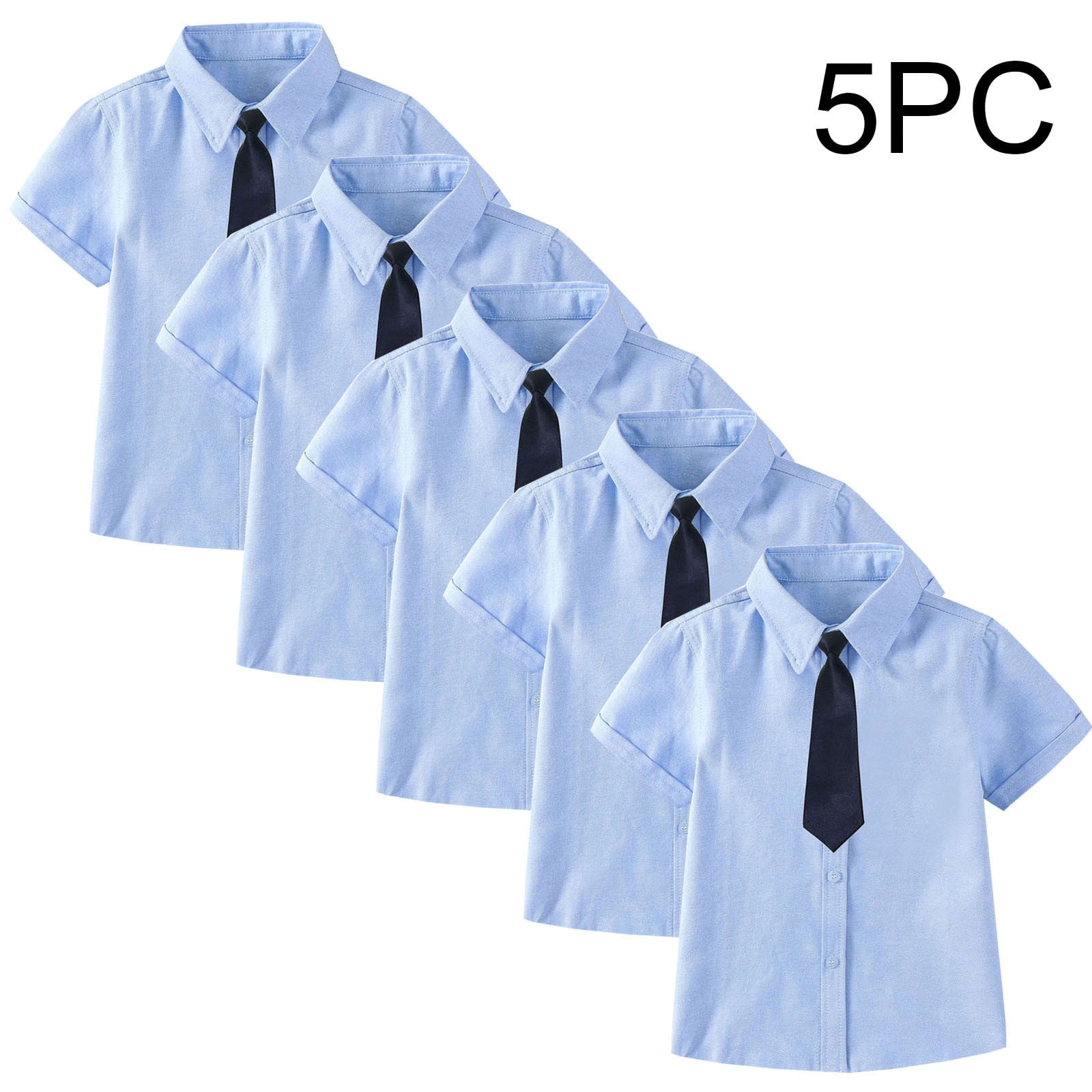 Abomasnow 5 Pack Boys Short Sleeve Dress Shirts Kids Wrinkle-Free ...
