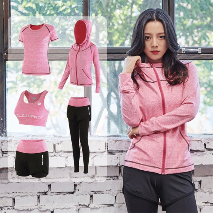 Abomasnow 5pcs Workout Outfits for Women Athletic Sets Sport Suits Yoga ...