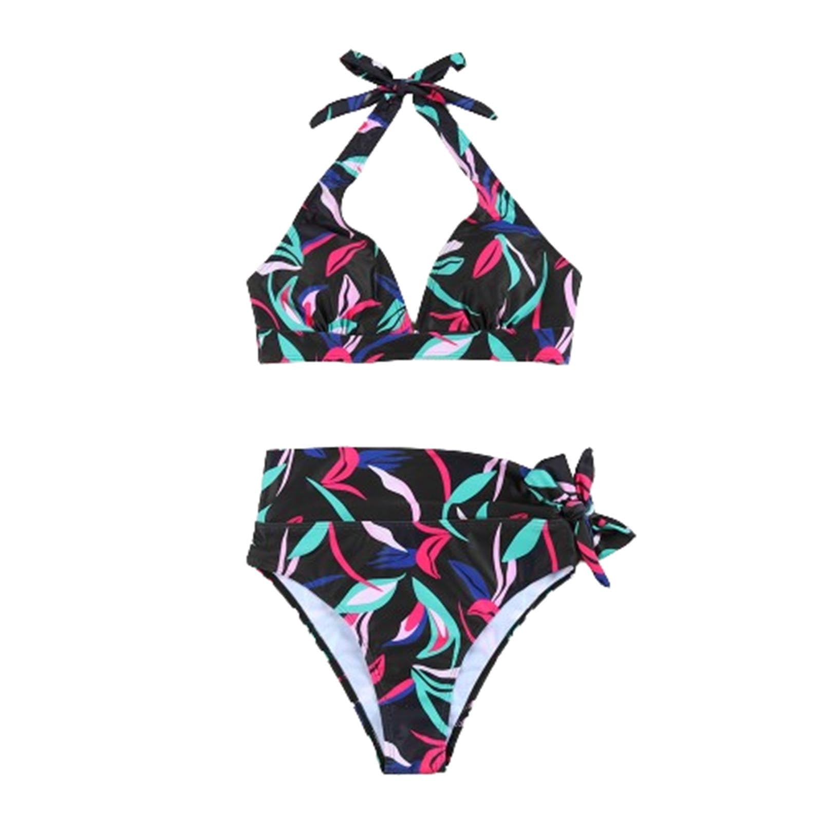 Abomasnow Bikini Sets For Women Sexy Halter High Waisted Swimsuits With Tie Knot Bottom Cheeky
