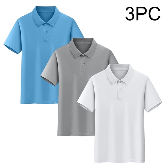 Abomasnow Boys T Shirts 3 Pack Kids Short Sleeve Button Down Collared ...