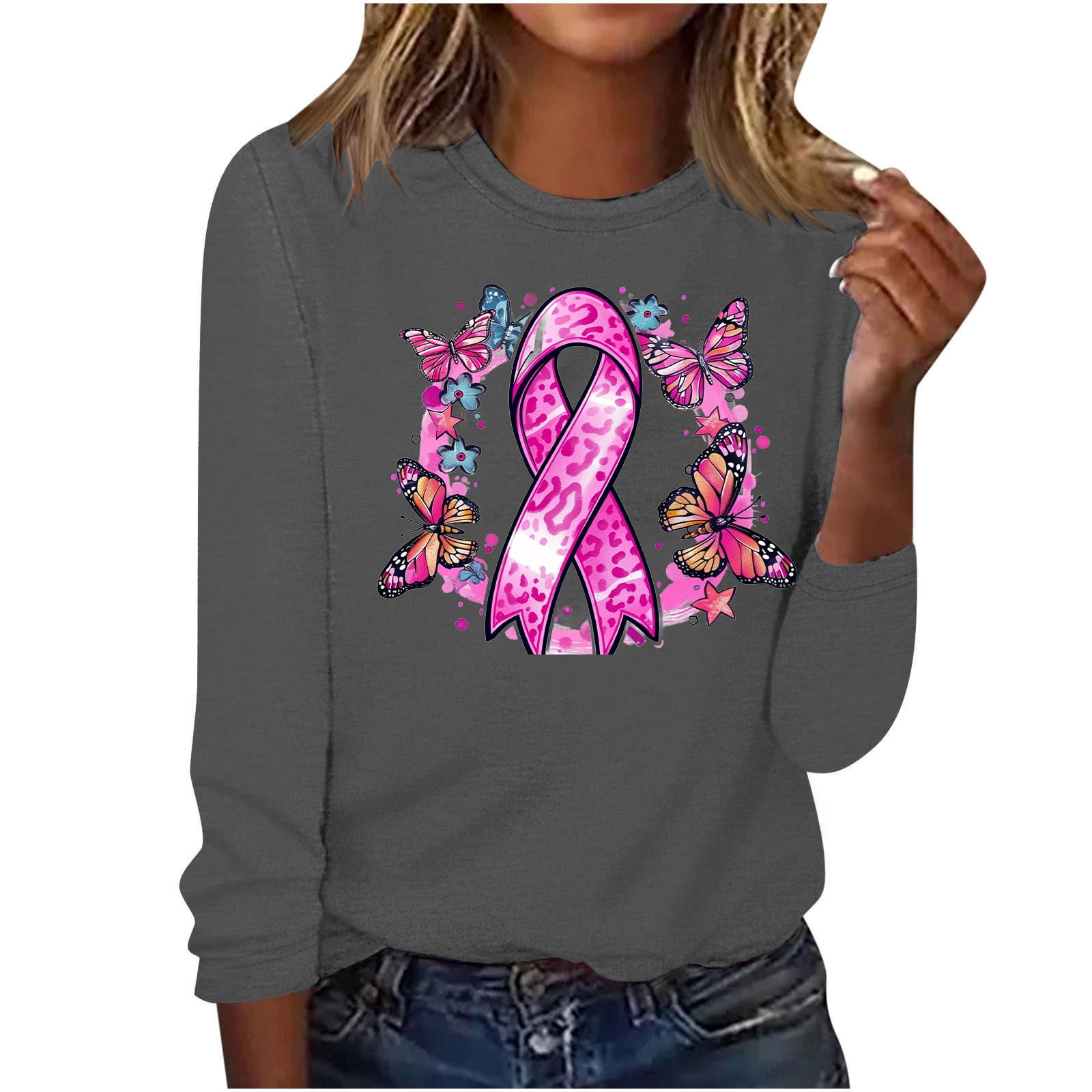 Abomasnow Breast Cancer Sweatshirt for Women, Pink Ribbon Pullover ...