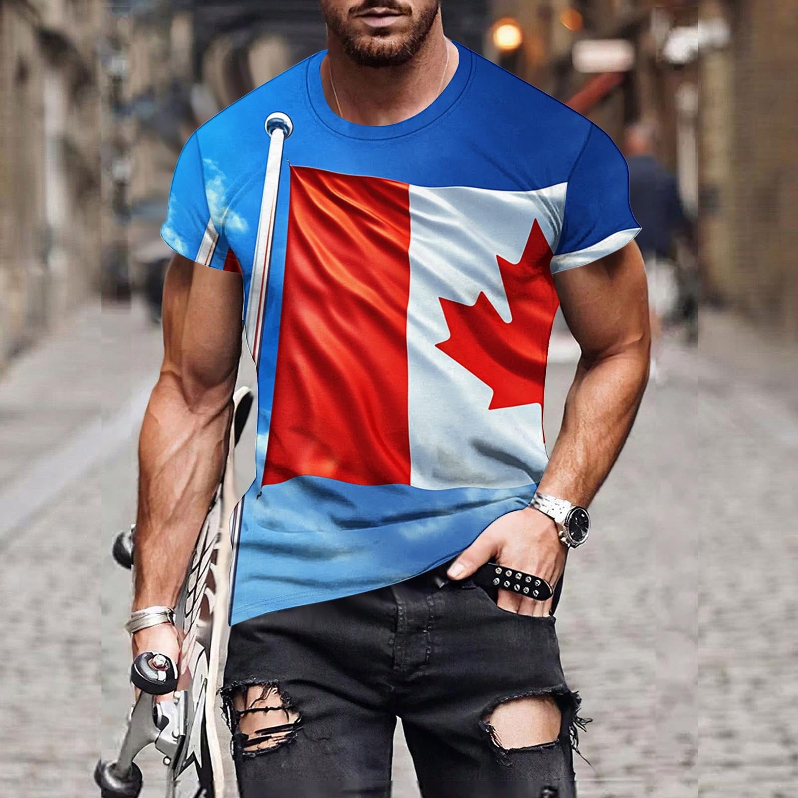 Abomasnow Canadian Maple Leaf Shirt for Men Canada Day Flag T-Shirt 3D Printing Cool Short ...