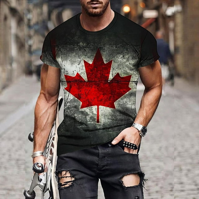 Abomasnow Canadian Maple Leaf Shirt for Men Canada Day Flag T-Shirt 3D Printing Cool Short ...