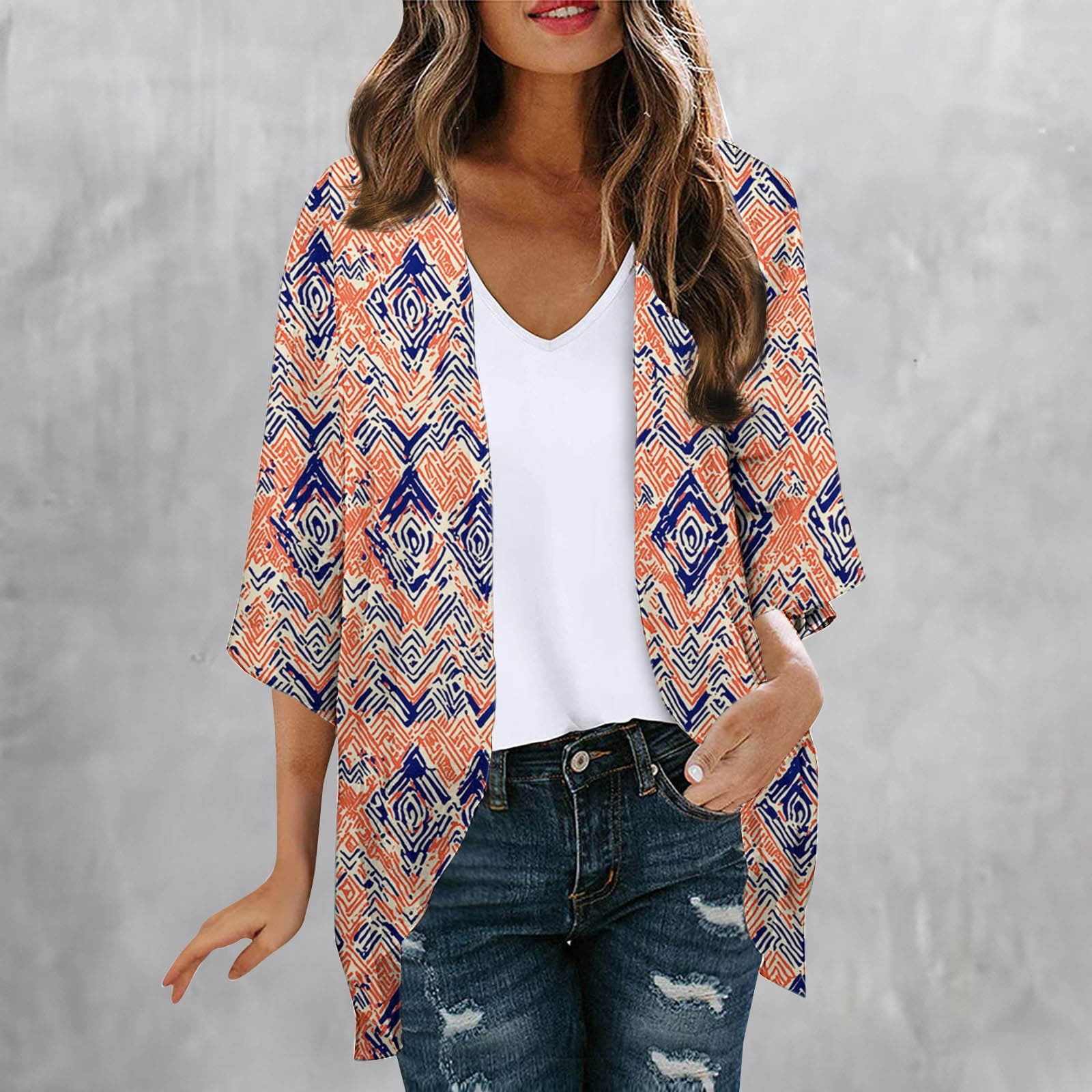 Abomasnow Cardigans for Women 2025 Retro Print 3/4 Sleeve Cardigans ...