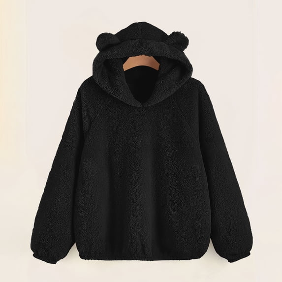 Abomasnow Cute Teddy Bear Ears Hoodie Long Sleeve Soft Warm Fleece ...