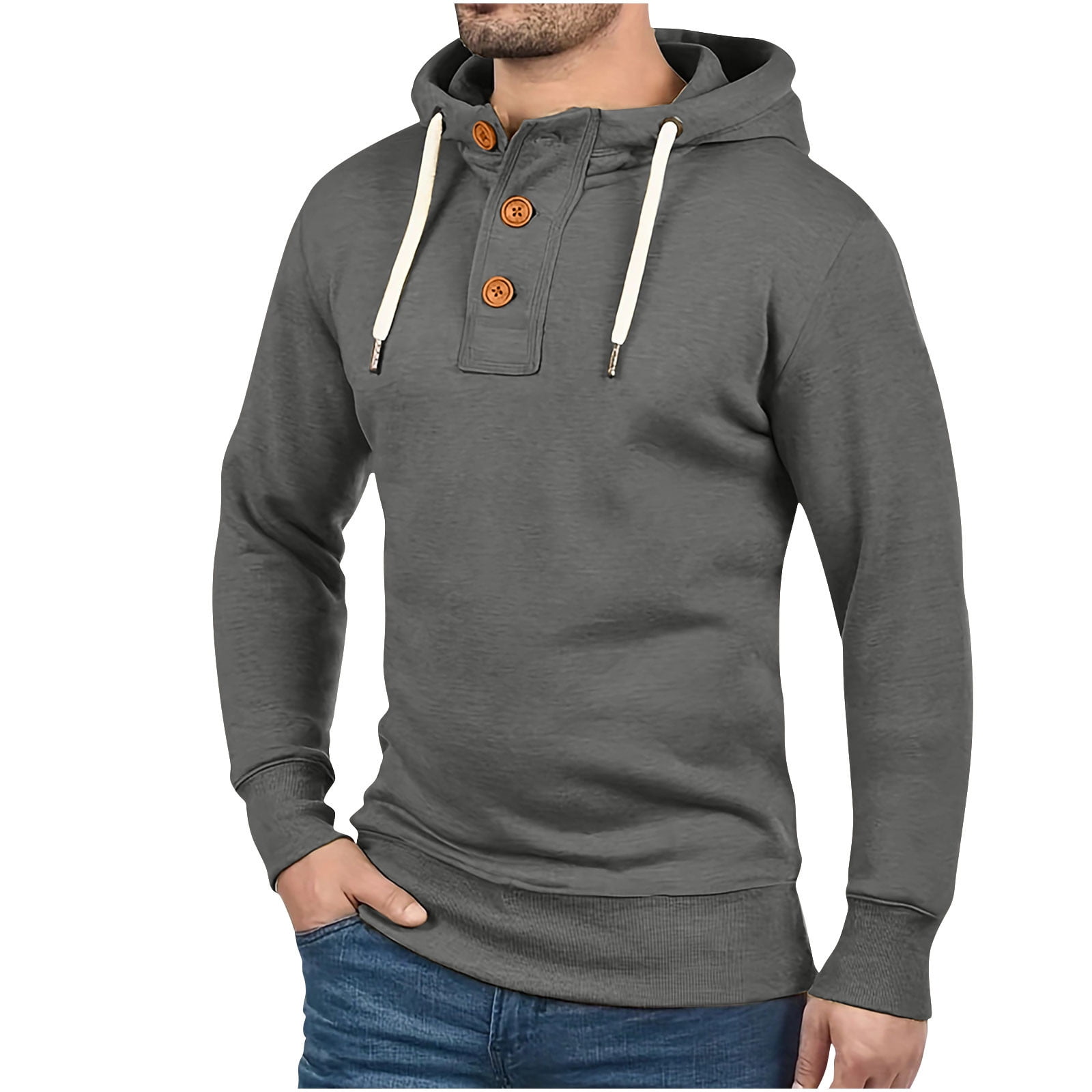 Abomasnow Men's Botton Down Pullover Hoodies Casual Long Sleeve Hooded ...