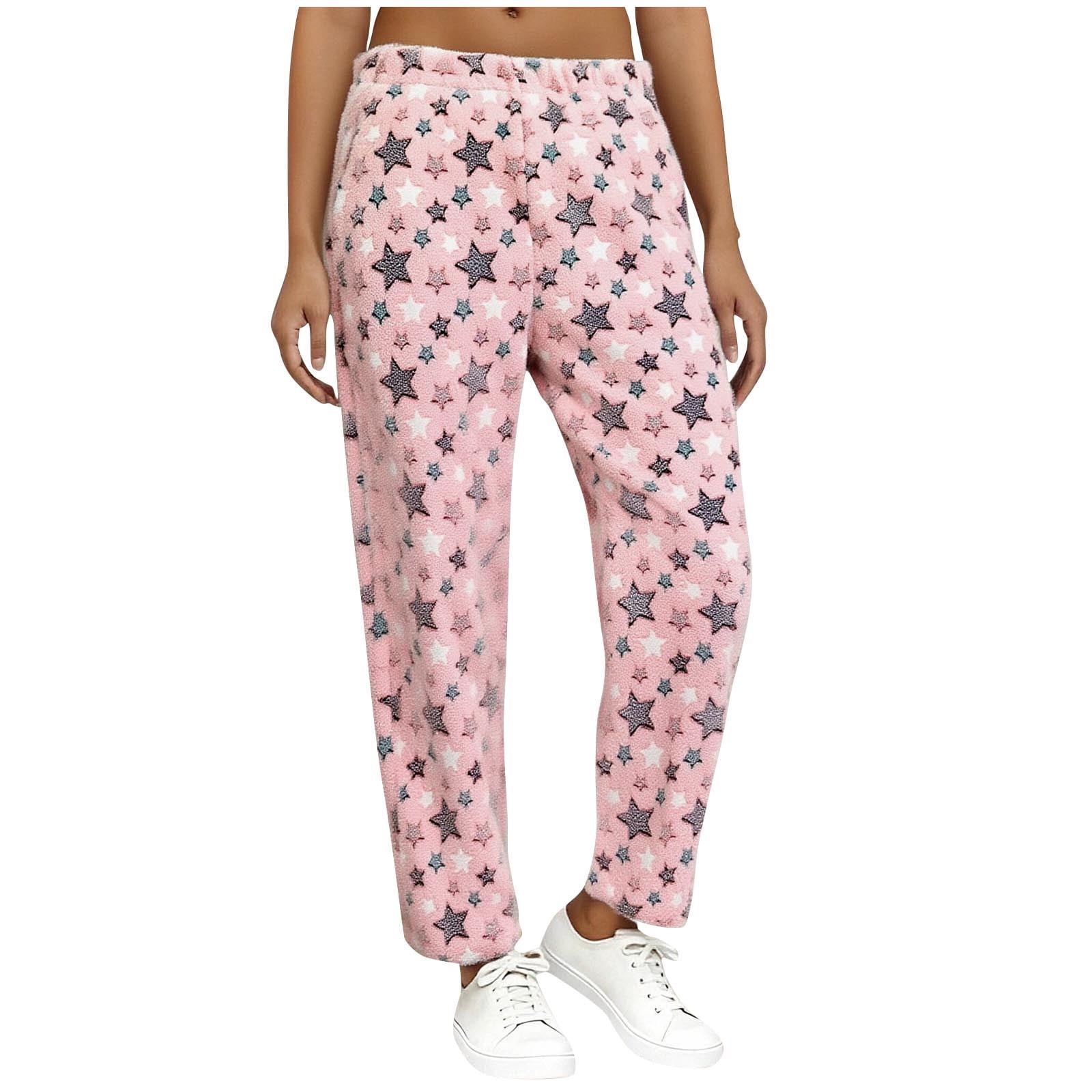 Abomasnow Flannel Pajama Pants for Women Star Graphic Plush Fleece ...