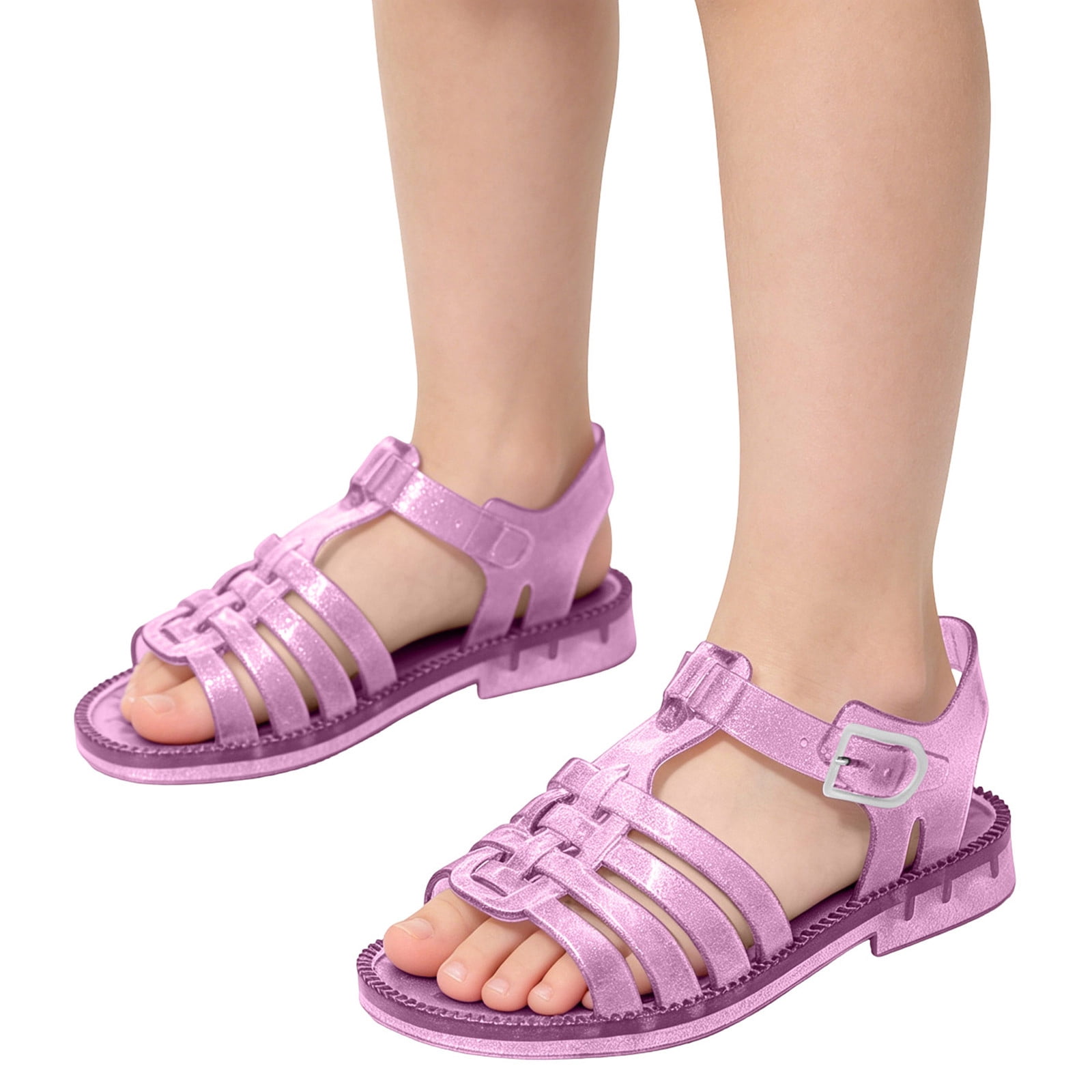 Abomasnow Girl's Glitter Open Toe Fisherman Sandals Adjustable Buckle ...