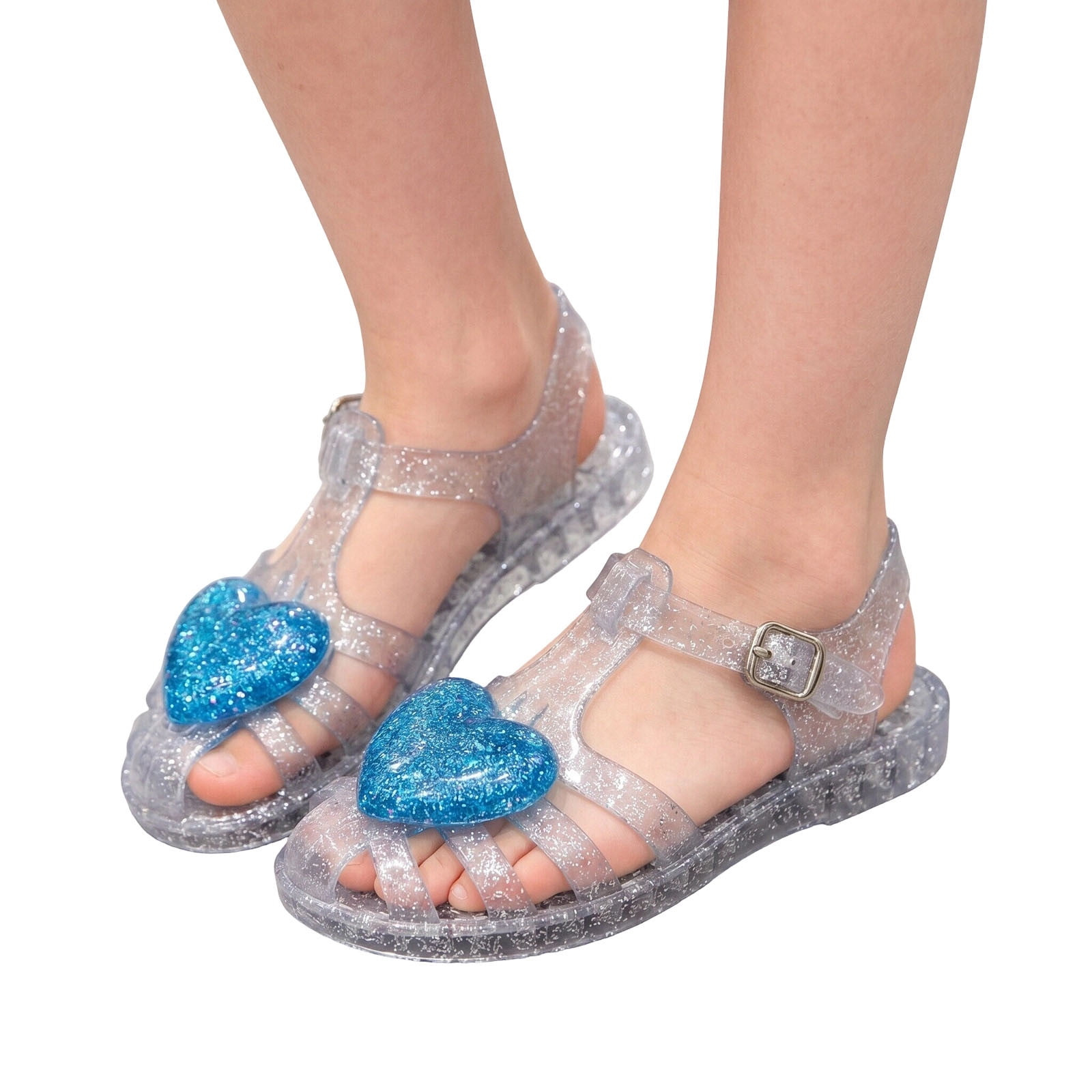 Abomasnow Girls Clear Glitter Open Toe Fisherman Sandals with Glitter ...