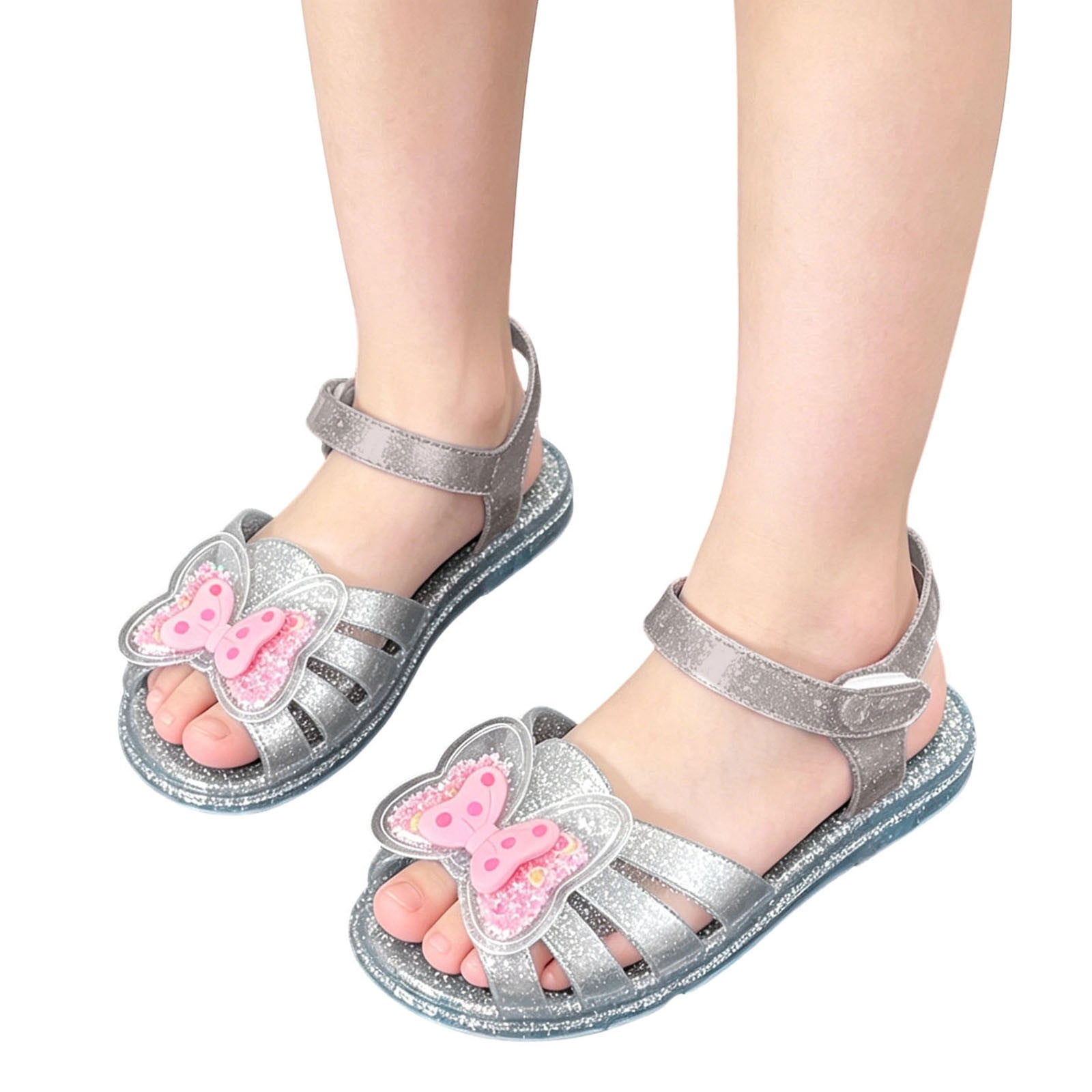 Abomasnow Girls Jelly Sandals Closed Toe Glitter Princess Dress Sandals ...