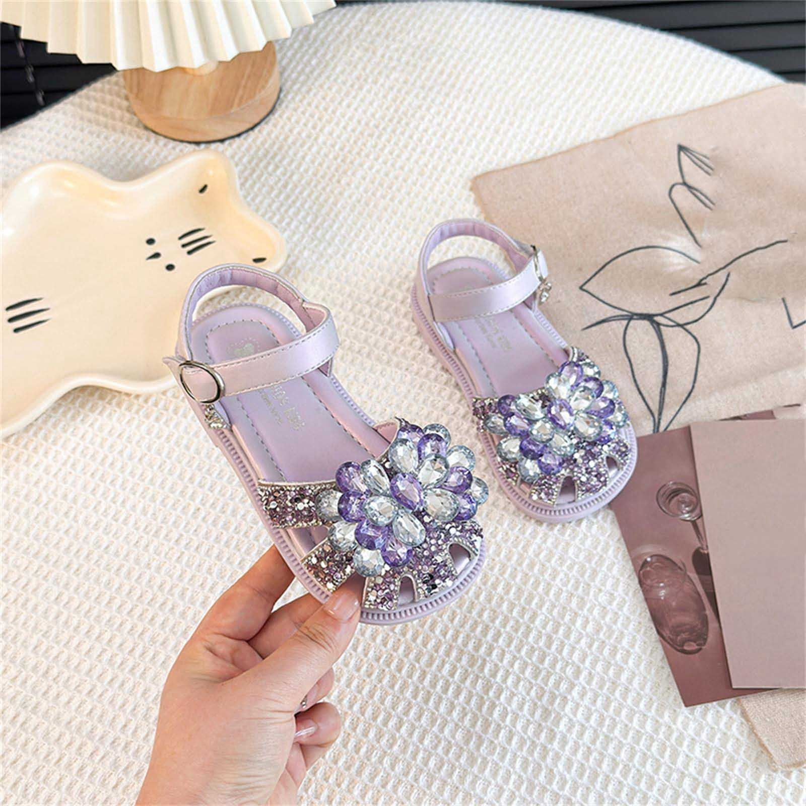 Abomasnow Girls Sandals Comfort Closed Toe Non Slip Flat Princess Shoes ...