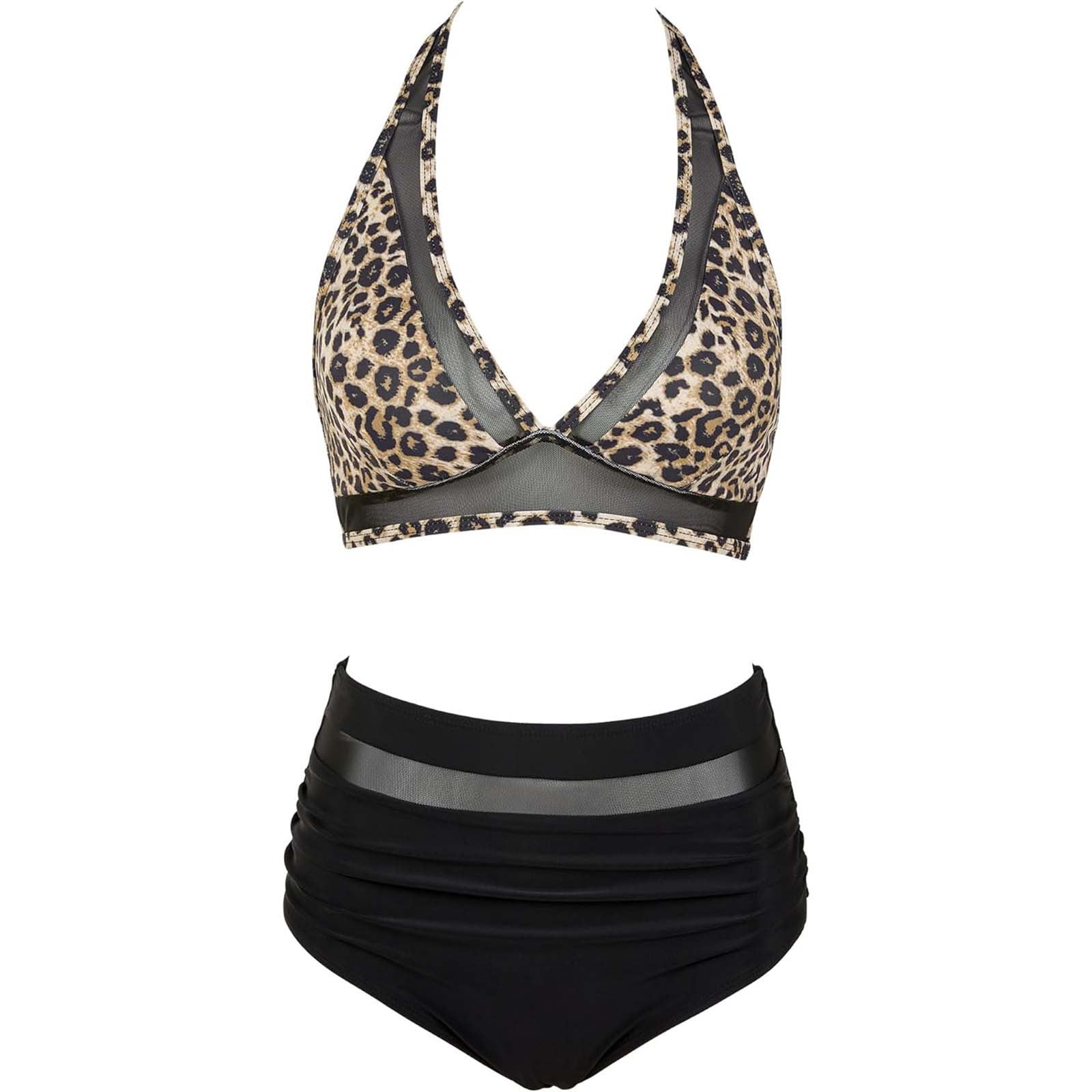 Abomasnow High Waisted Bikini Sets For Women Sexy Mesh Halter V Neck