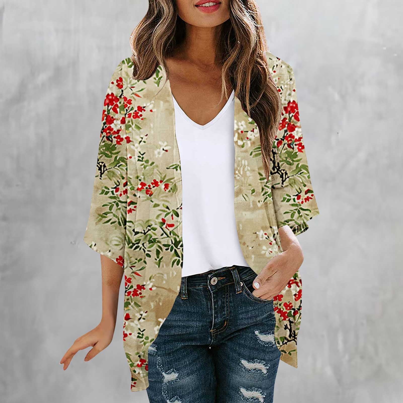 Abomasnow Kimono Cardigans for Women Spring Summer Shrugs Boho Floral ...