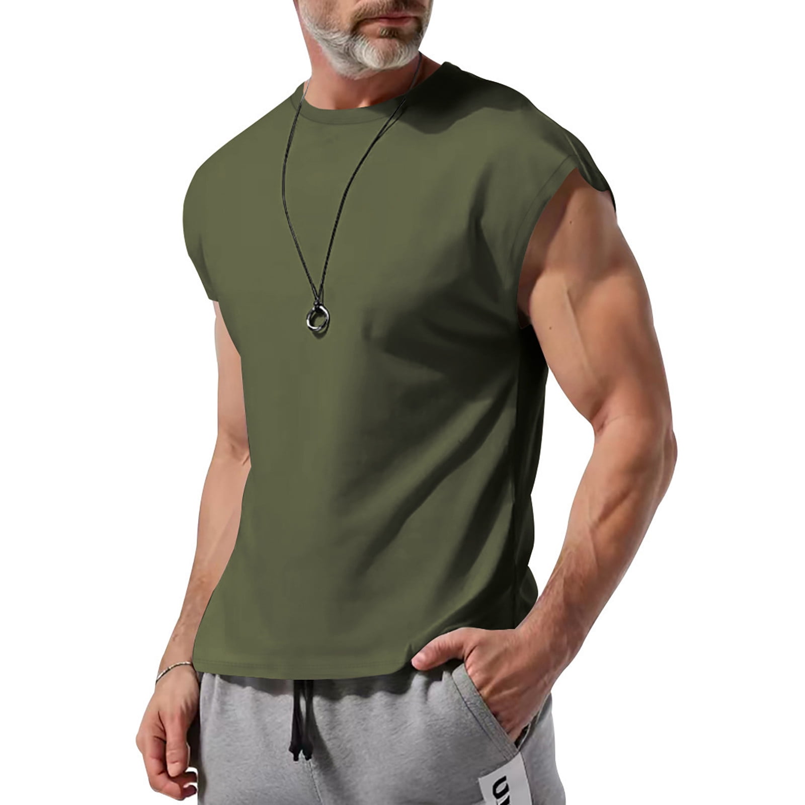 Abomasnow Men's Big & Tall Tank Tops Trendy Cap Sleeve Crewneck Muscle ...