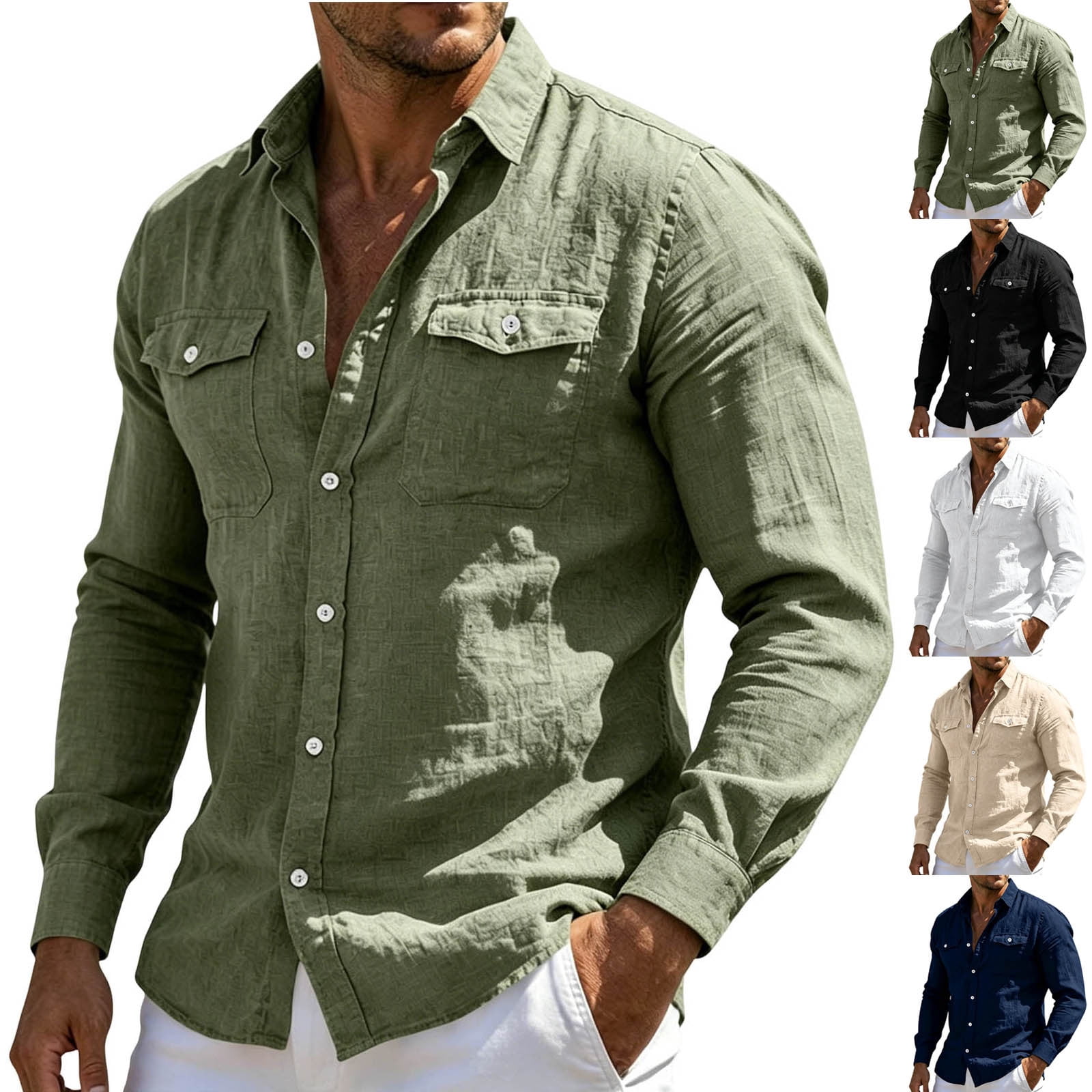 Abomasnow Men's Big and Tall Cotton Shirts Button Down Long Sleeve ...