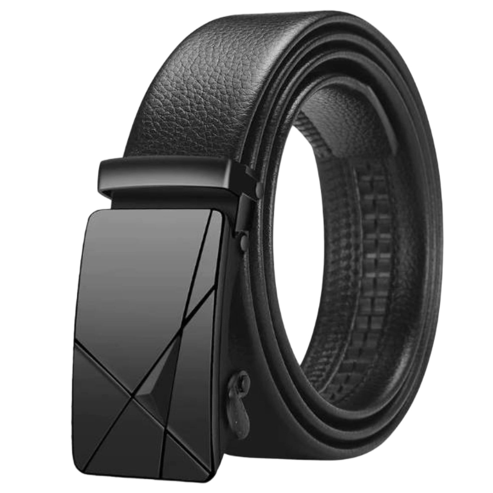Abomasnow Men's Black PU Leather Automatic Buckle Belt with Matte Black ...