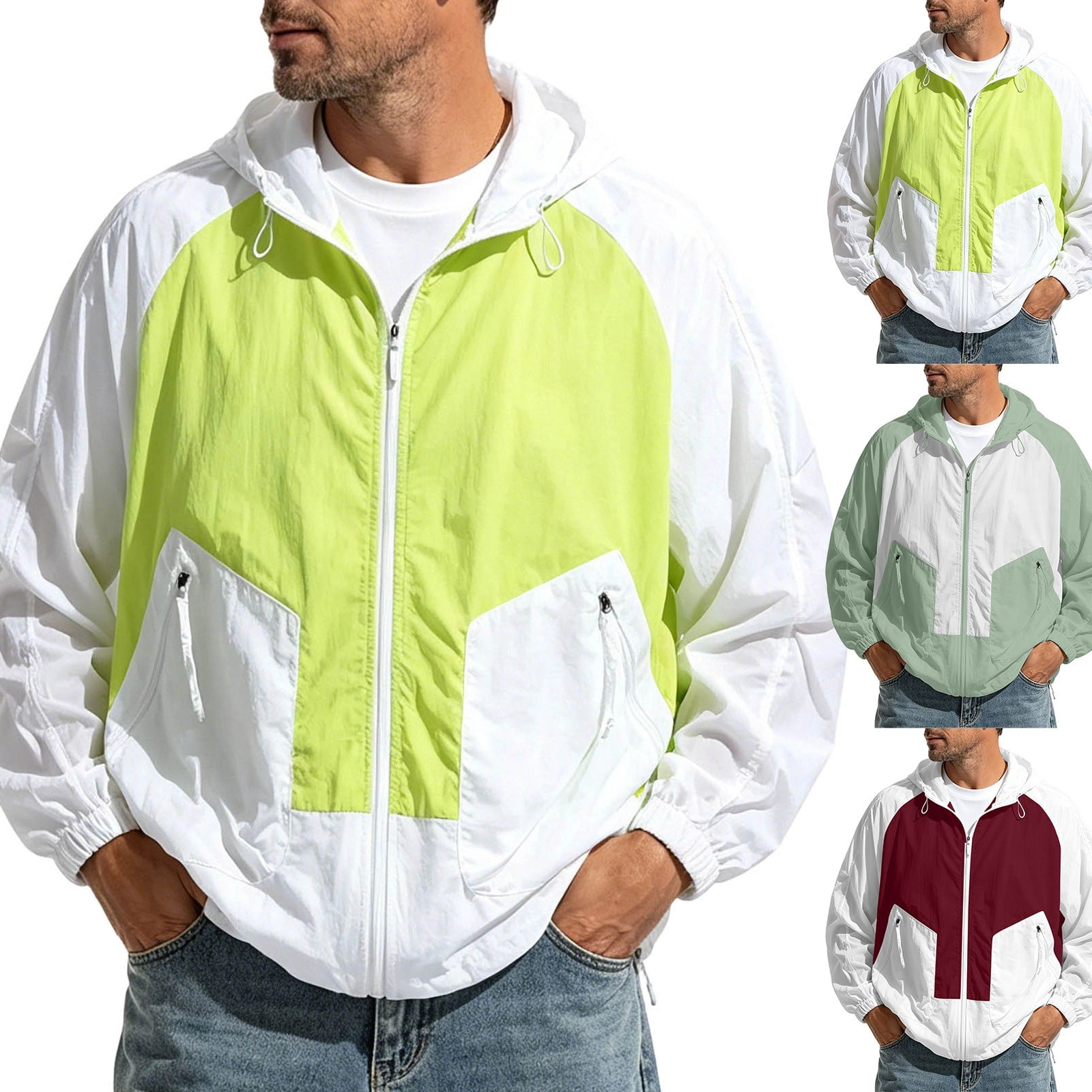 Abomasnow Men's Sun Protection Jackets Full Zip Long Sleeve Drawstring ...