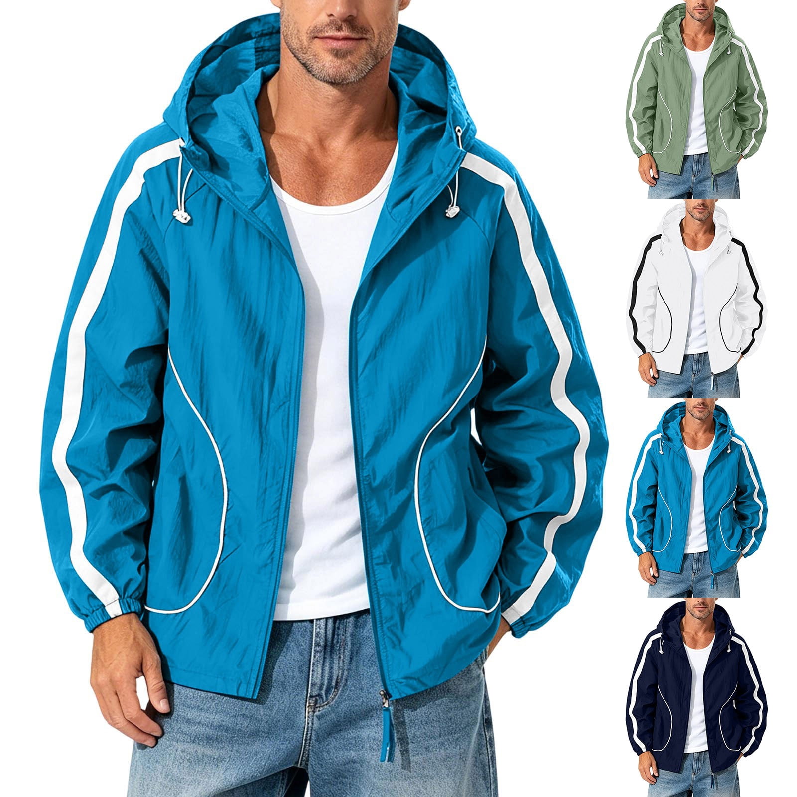 Abomasnow Men's Sun Protection Jackets Full Zip Long Sleeve Drawstring ...