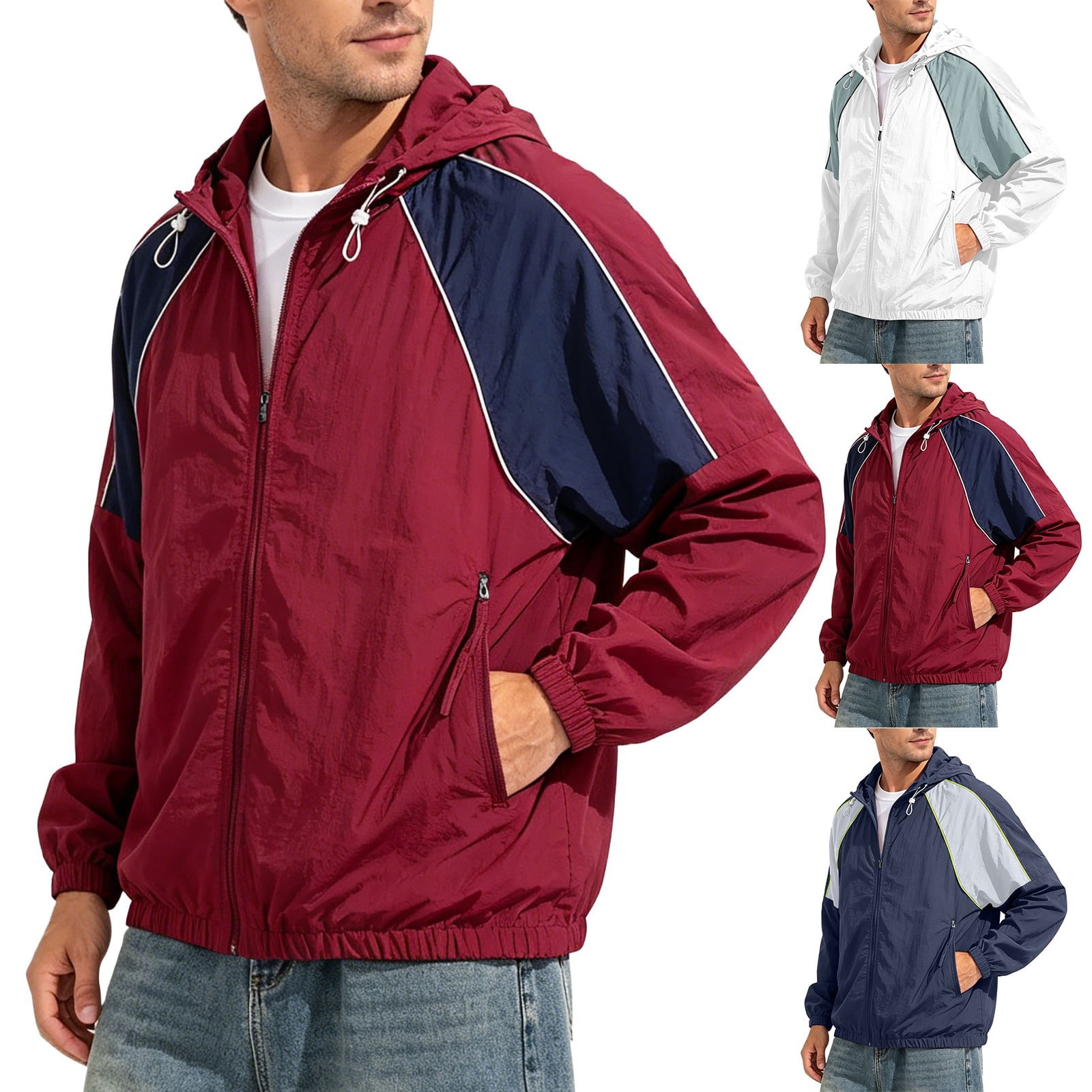 Abomasnow Men's Sun Protection Jackets Full Zip Long Sleeve Drawstring ...