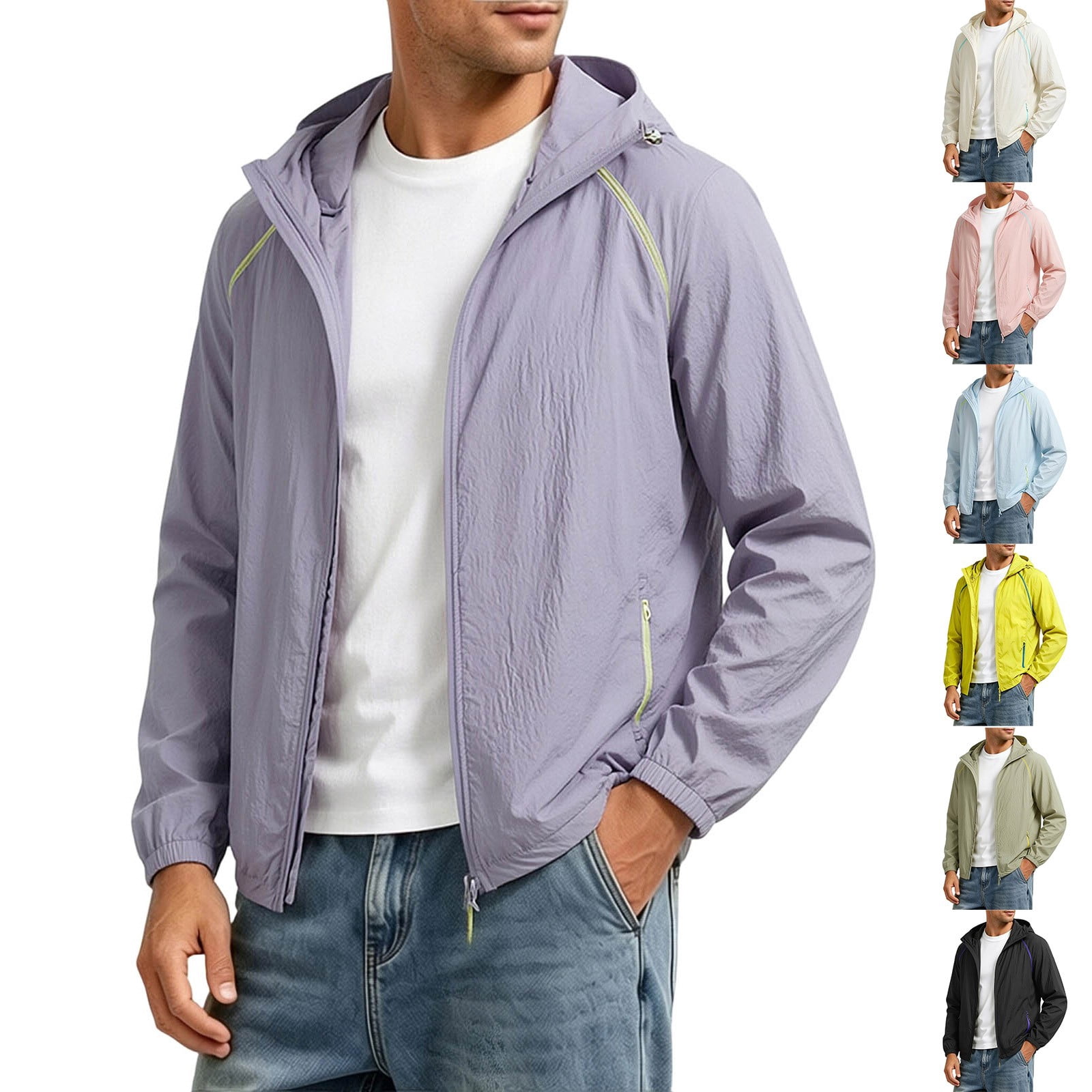 Abomasnow Men's Sun Protection Jackets Full Zip Long Sleeve Drawstring ...