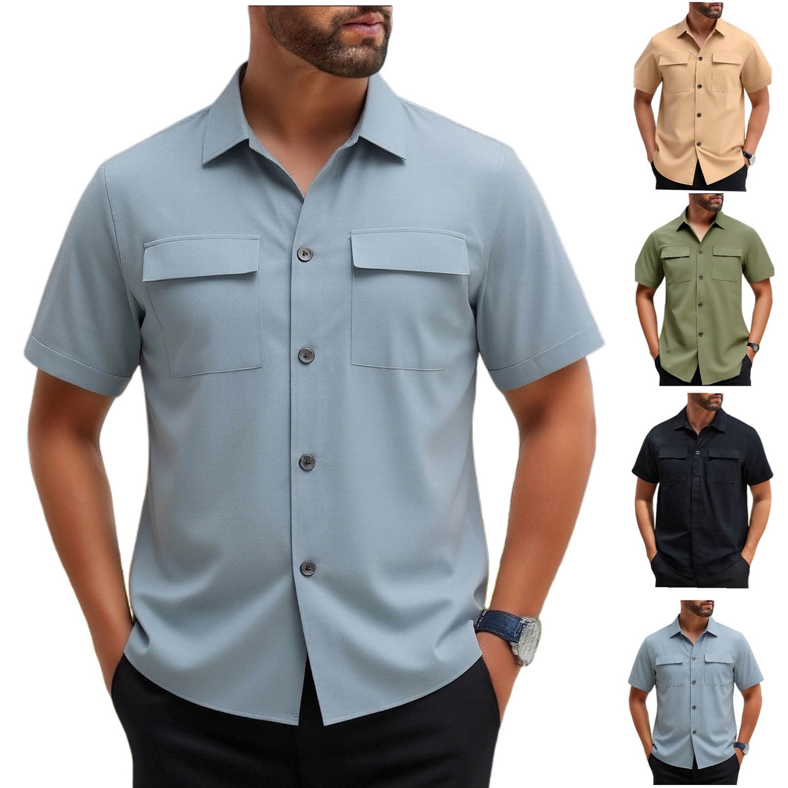 Abomasnow Mens Big and Tall Shirts Button Down Short Sleeve Collared ...