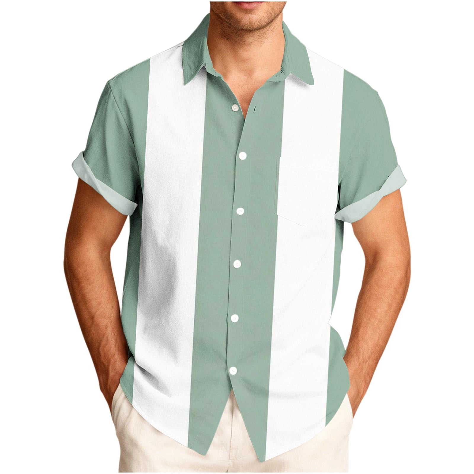 Abomasnow Mens Big and Tall Shirts Button Down Short Sleeve Striped ...