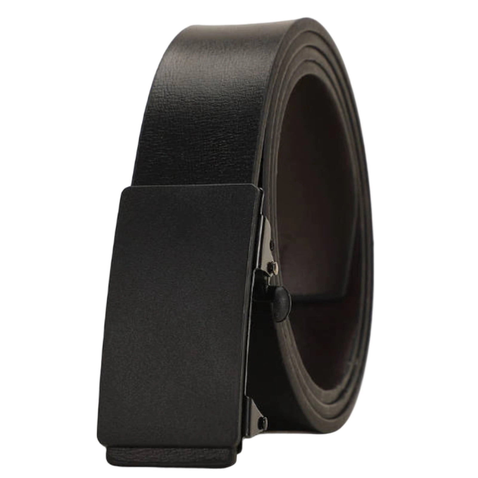 Abomasnow Mens Black PU Leather Automatic Buckle Belt with Matte Black ...