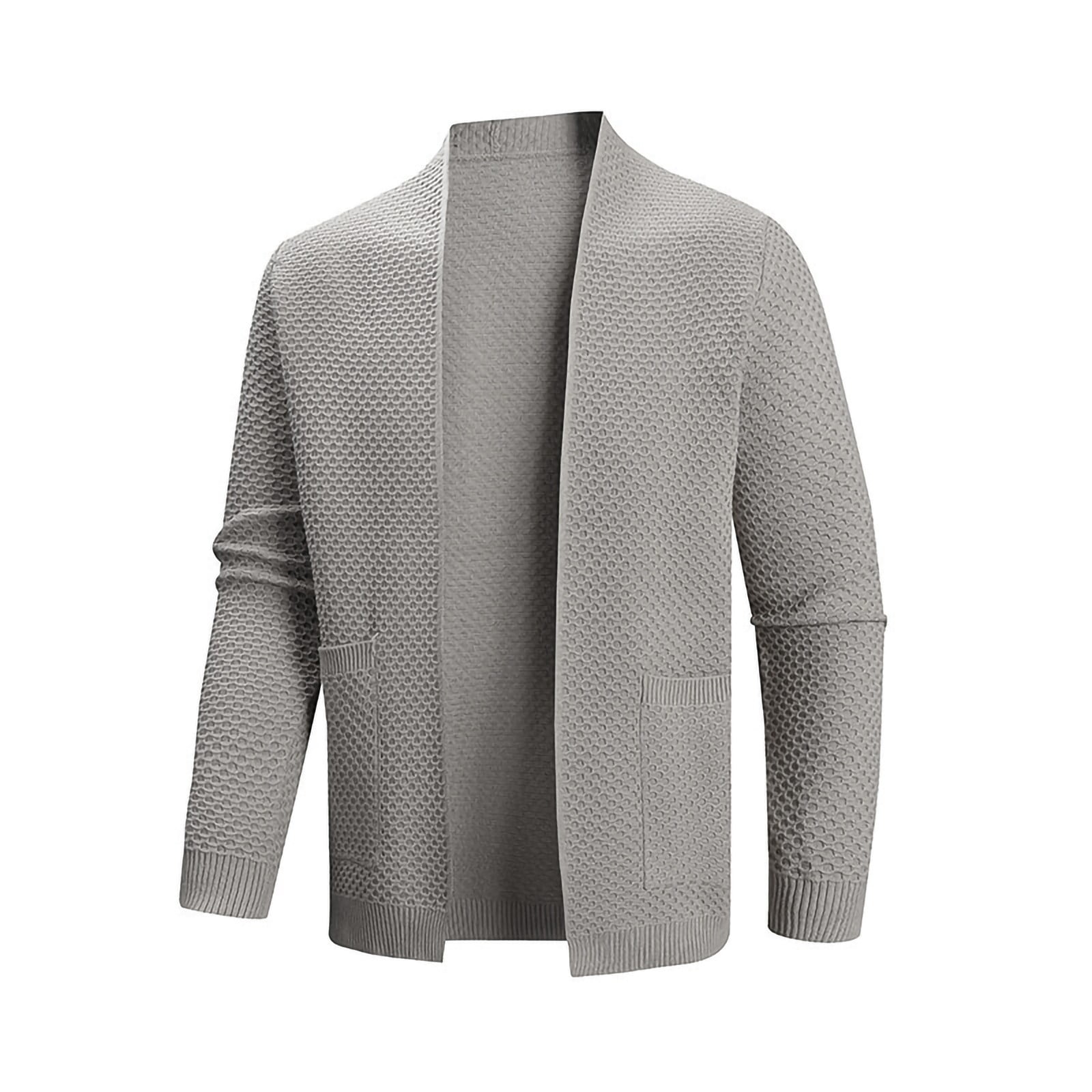 Abomasnow Mens Cardigan Sweater Shawl Collar Cable Knit Cardiagn Long ...