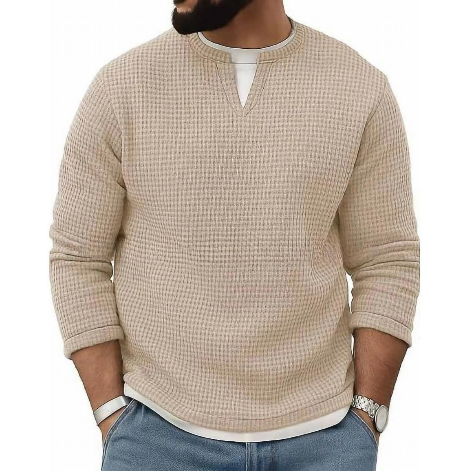 Abomasnow Mens Long Sleeve Thermal Shirts V Neck 2 in 1 Base Layer ...
