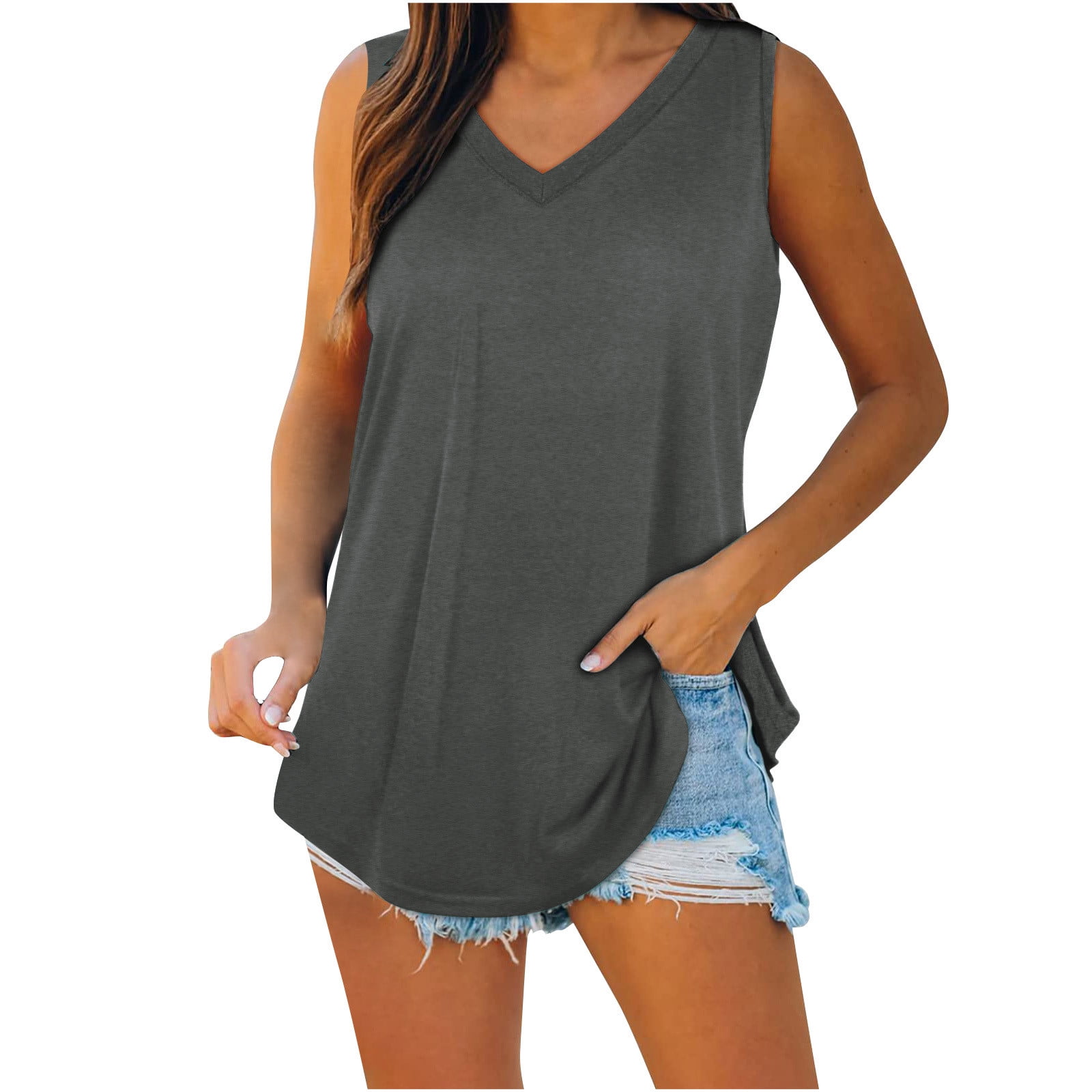 Abomasnow Oversized Tank Tops for Women 2025 Summer Casual Spring V ...