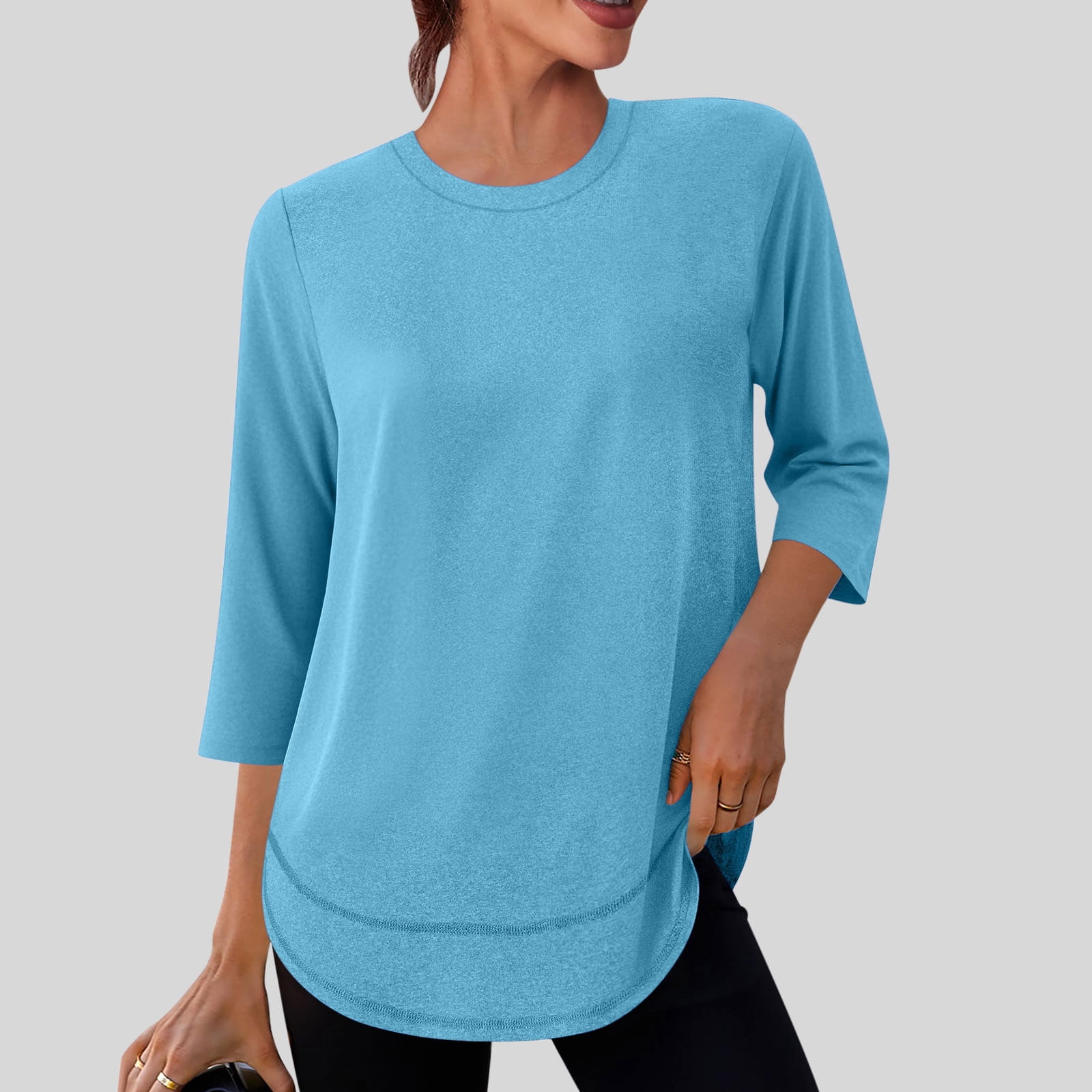 Abomasnow Oversized Tshirts for Women Casual 3/4 Sleeve Crewneck Tunic ...