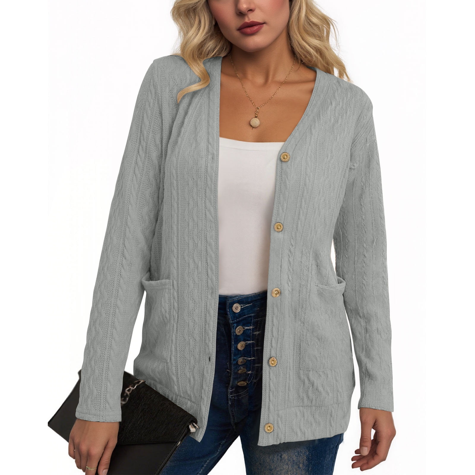 Abomasnow Plus Size Cardigan Sweaters for Women Open Front Cable Knit ...