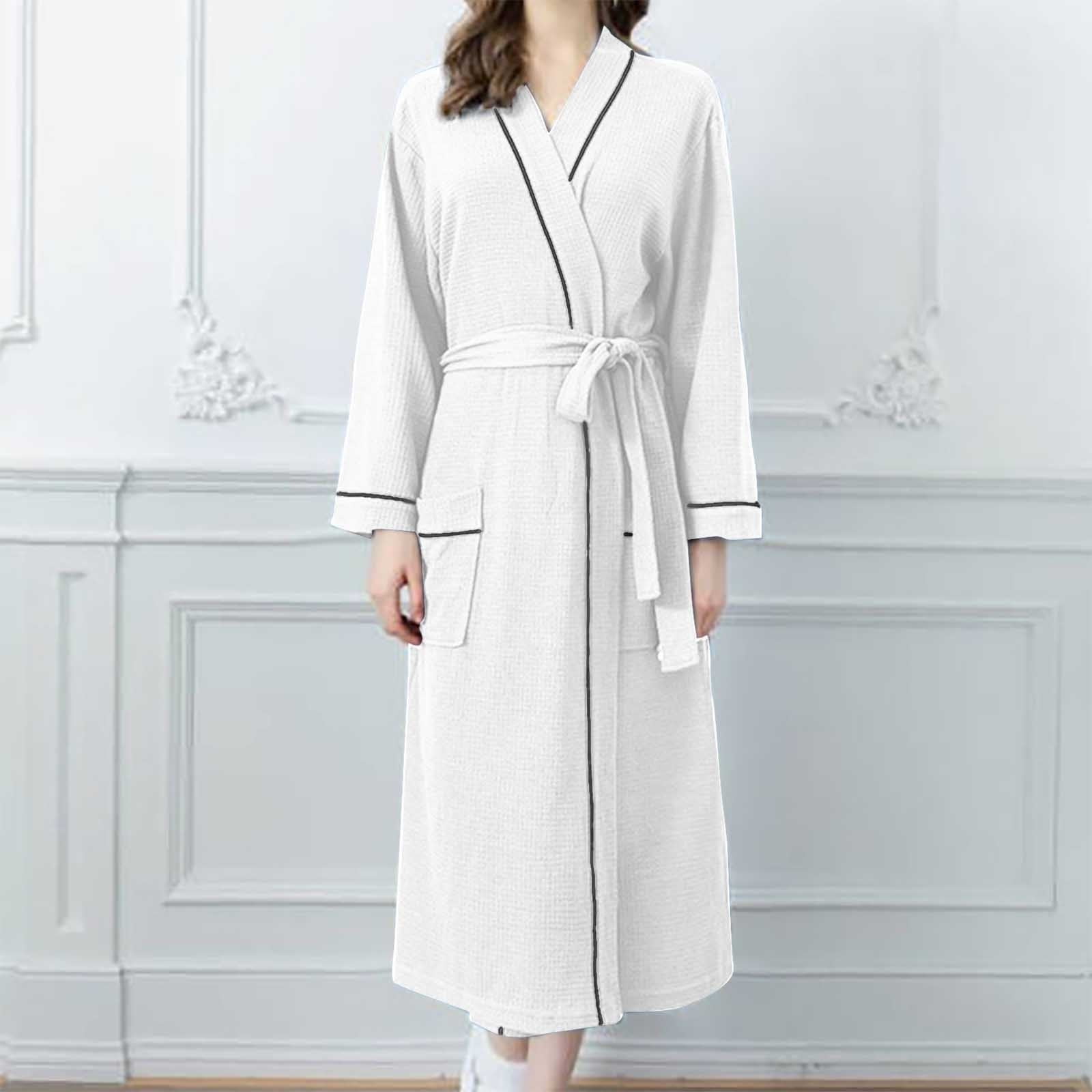 Abomasnow Robes for Women Ribbed Knit Bathrobe Soft Knee Length Kimono ...