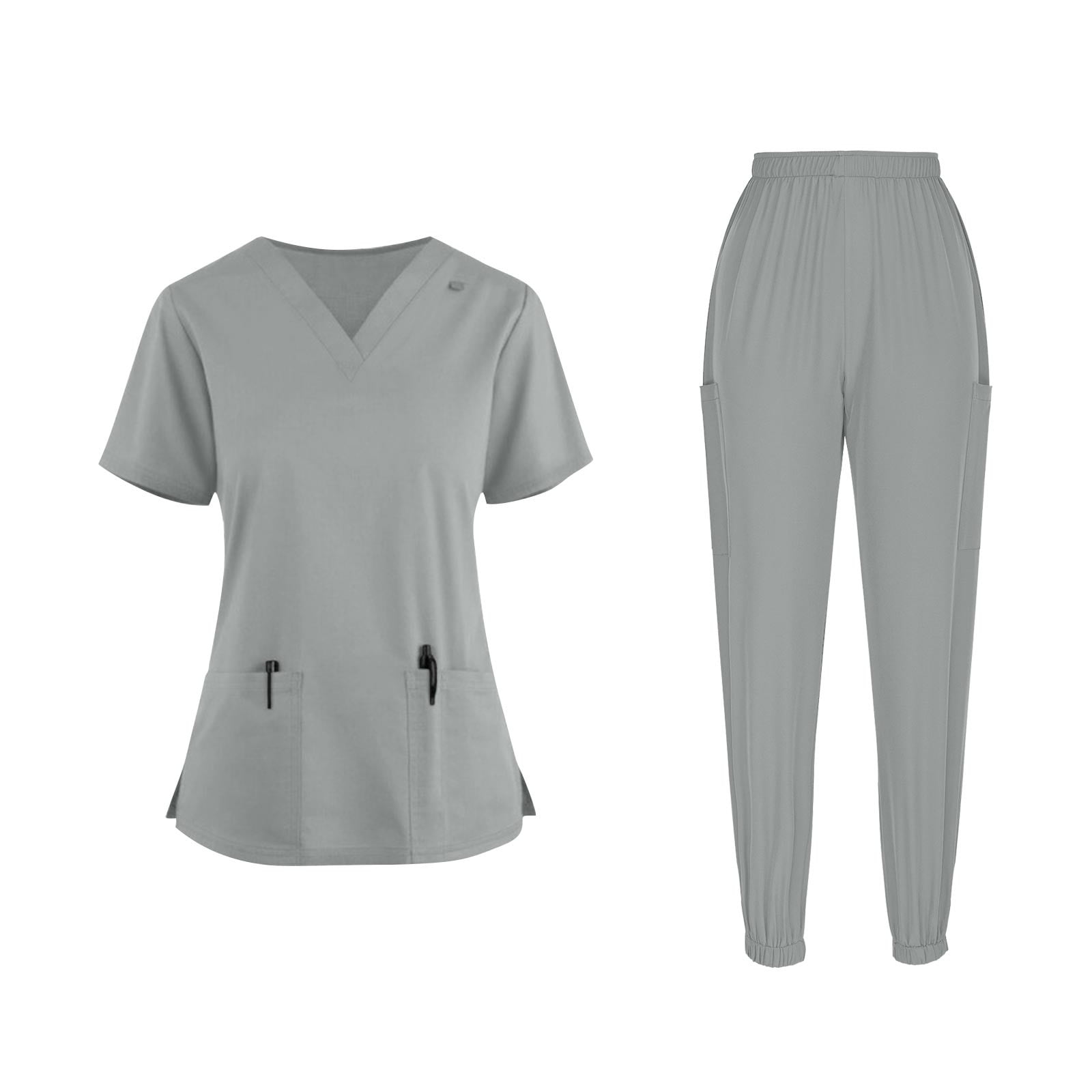 Abomasnow Scrubs Set for Women Short Sleeve V Neck Scrub Tops and ...