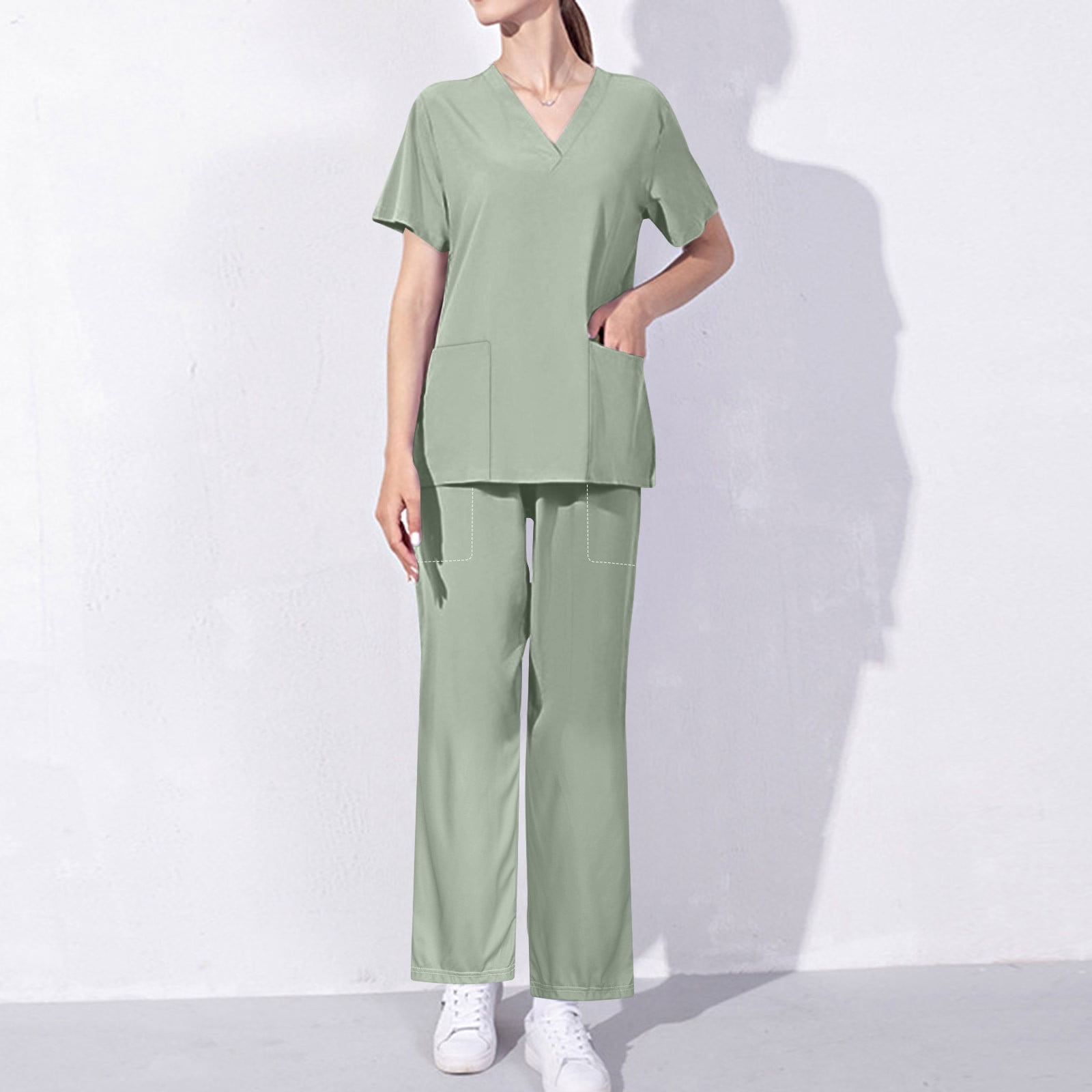 Abomasnow Scrubs for Women Set Medical Scrubs Top and Drawstring Pants ...
