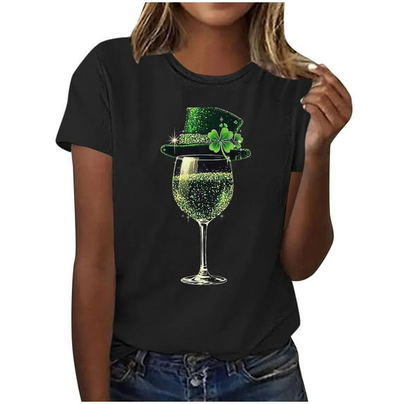 Abomasnow St Patrick's Day Shirts for Women Irish Shamrock Wine Glasses ...