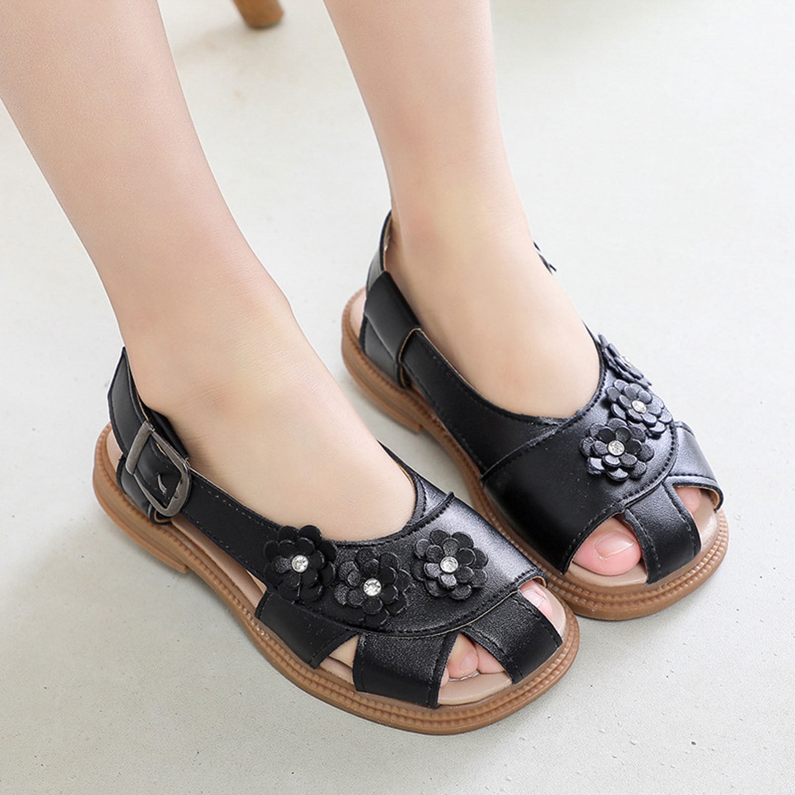 Abomasnow Summer Flat Sandals for Women Comfort Adjustable Buckle Non ...