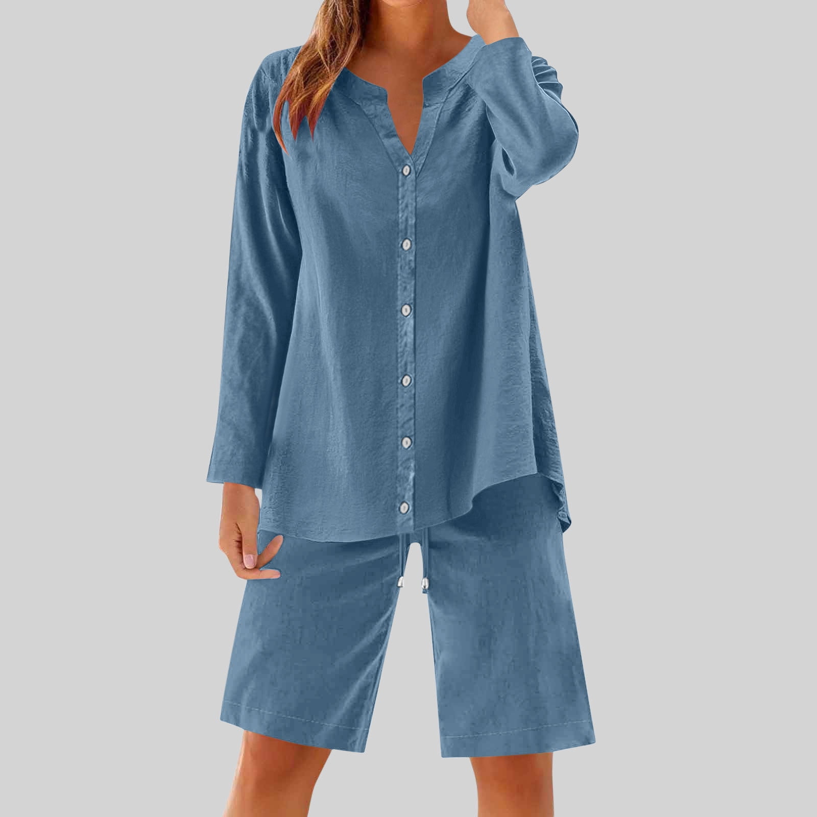 Abomasnow Summer Two Piece Sets for Women Casual Button Down Shirts ...