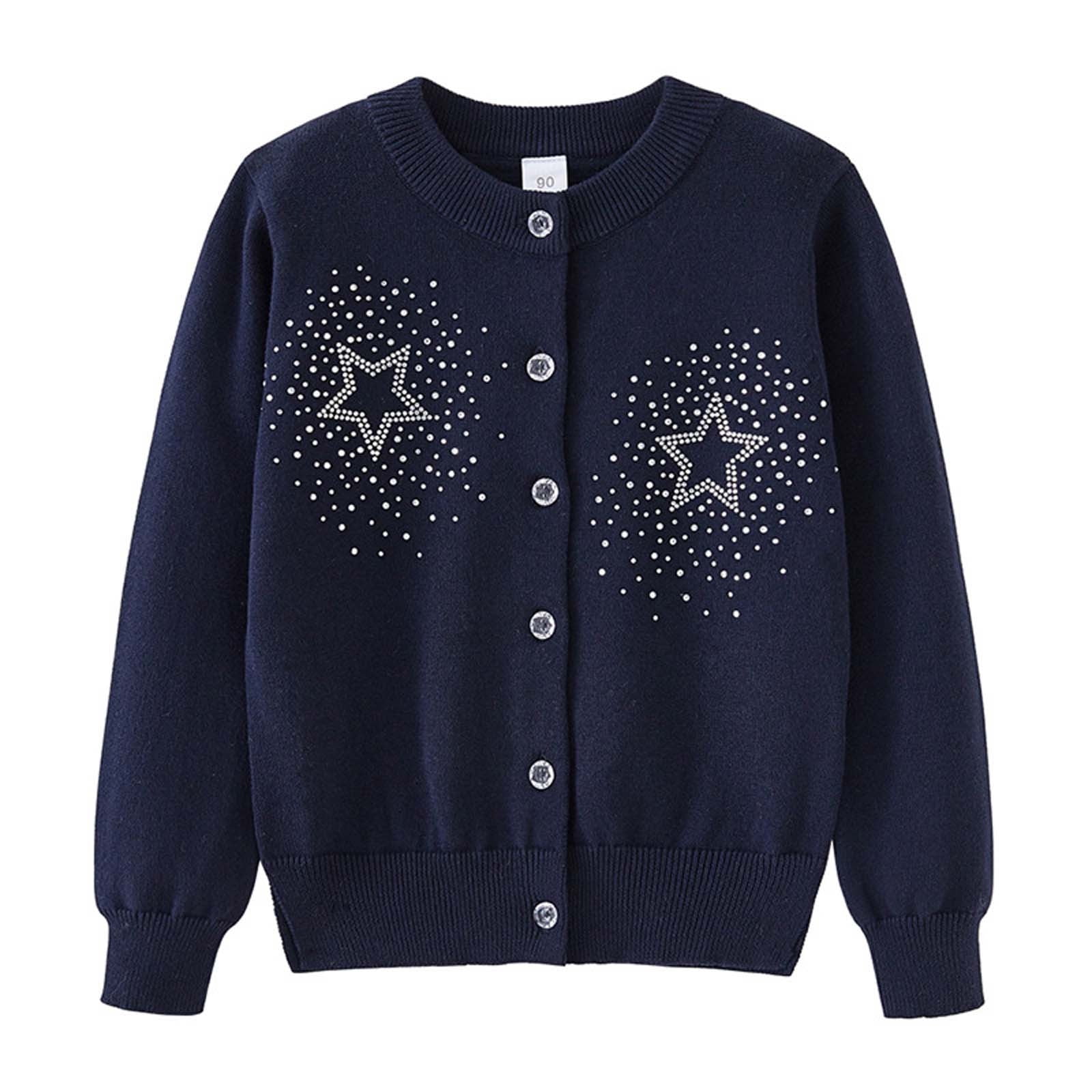 Abomasnow Toddler Girls Cardigan School Uniform Sweater Crew Neck Long ...