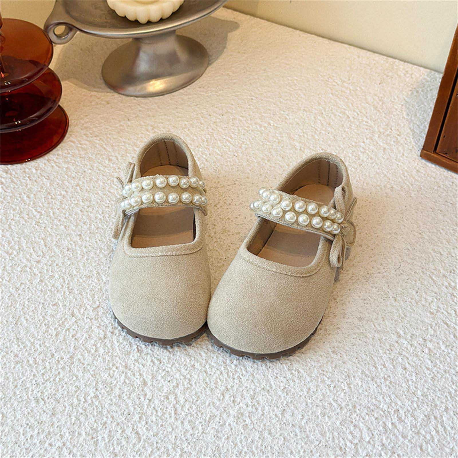 Abomasnow Toddler Girls Dress Shoes Soft Sole Non Slip Flats Mary Jane ...