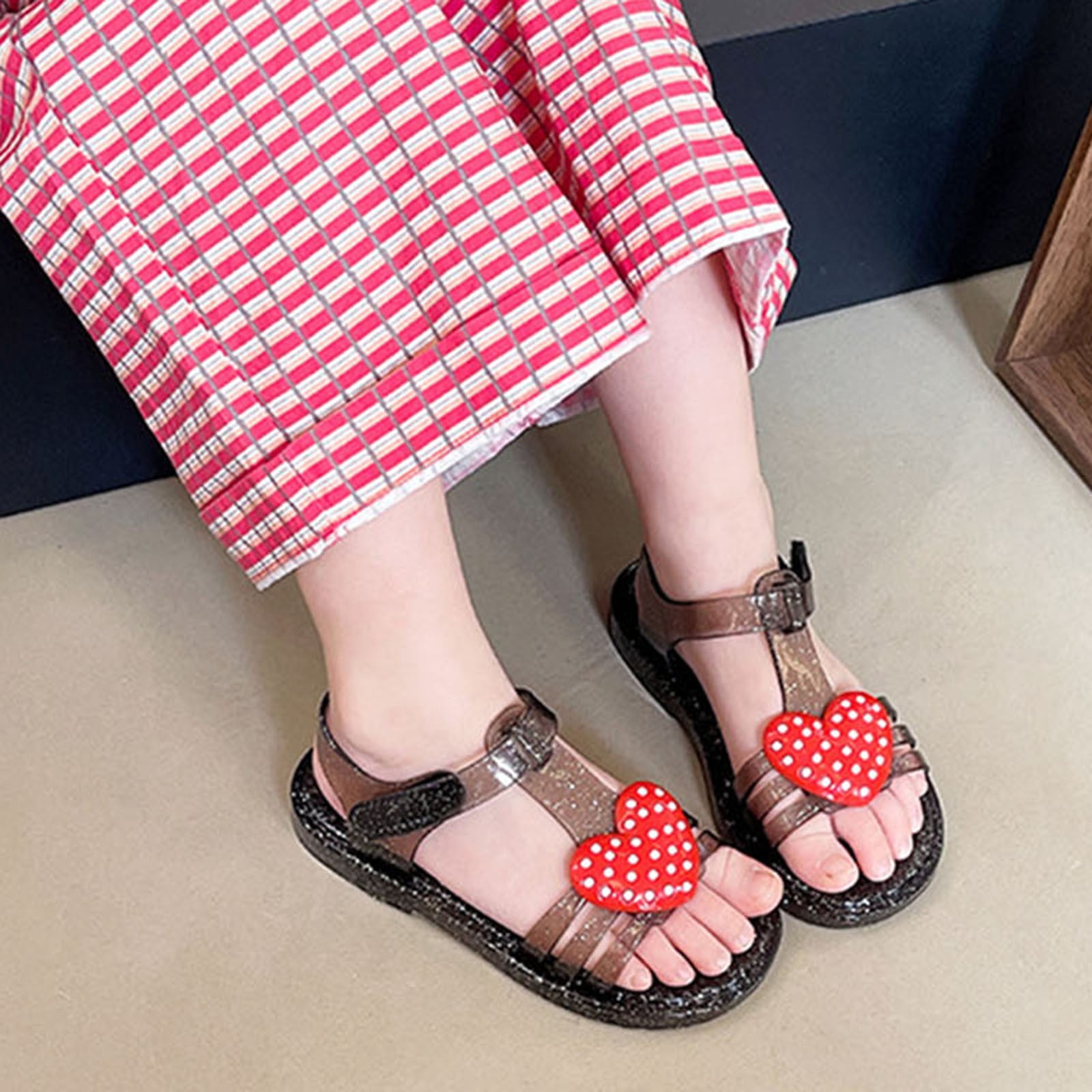 Abomasnow Toddler Girls Sandals Open Toe Flats Jelly Shoes Summer Non ...