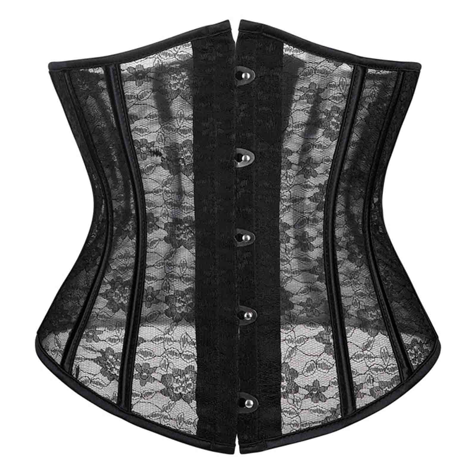 Abomasnow Underbust Corsets for Women Trendy Lace-Up Back Boned Corset ...