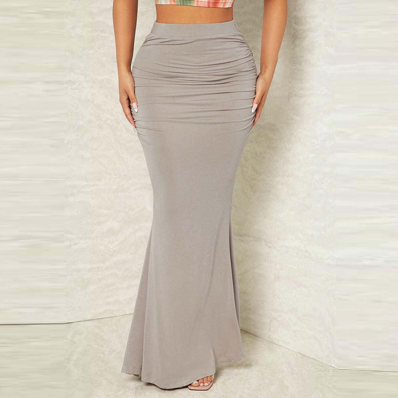 Abomasnow Women Bodycon Mermaid Skirt 2025 Casual High Waisted Ruched ...