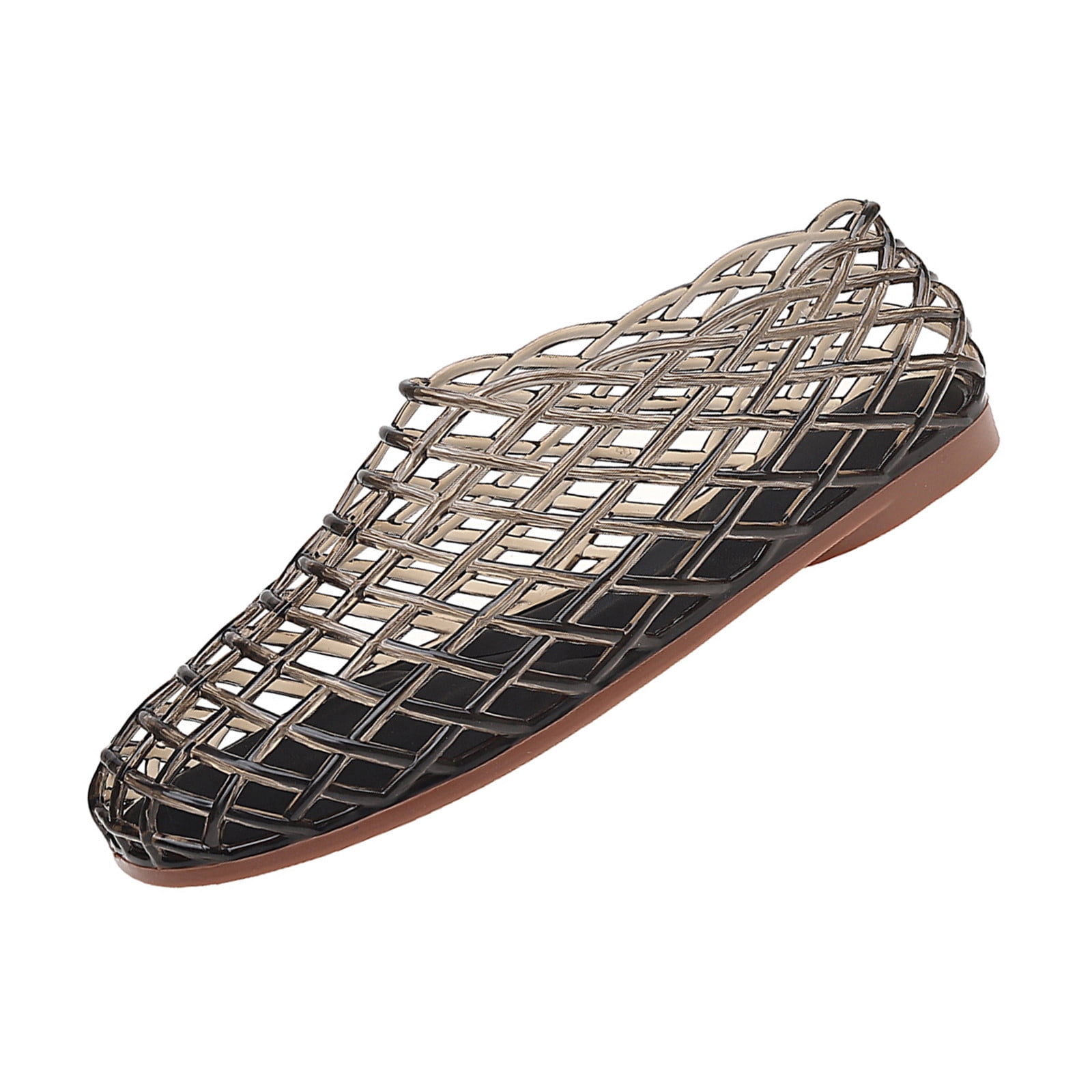 Abomasnow Women Grid Hollow Woven Closed Toe Slip On Slide Sandals ...