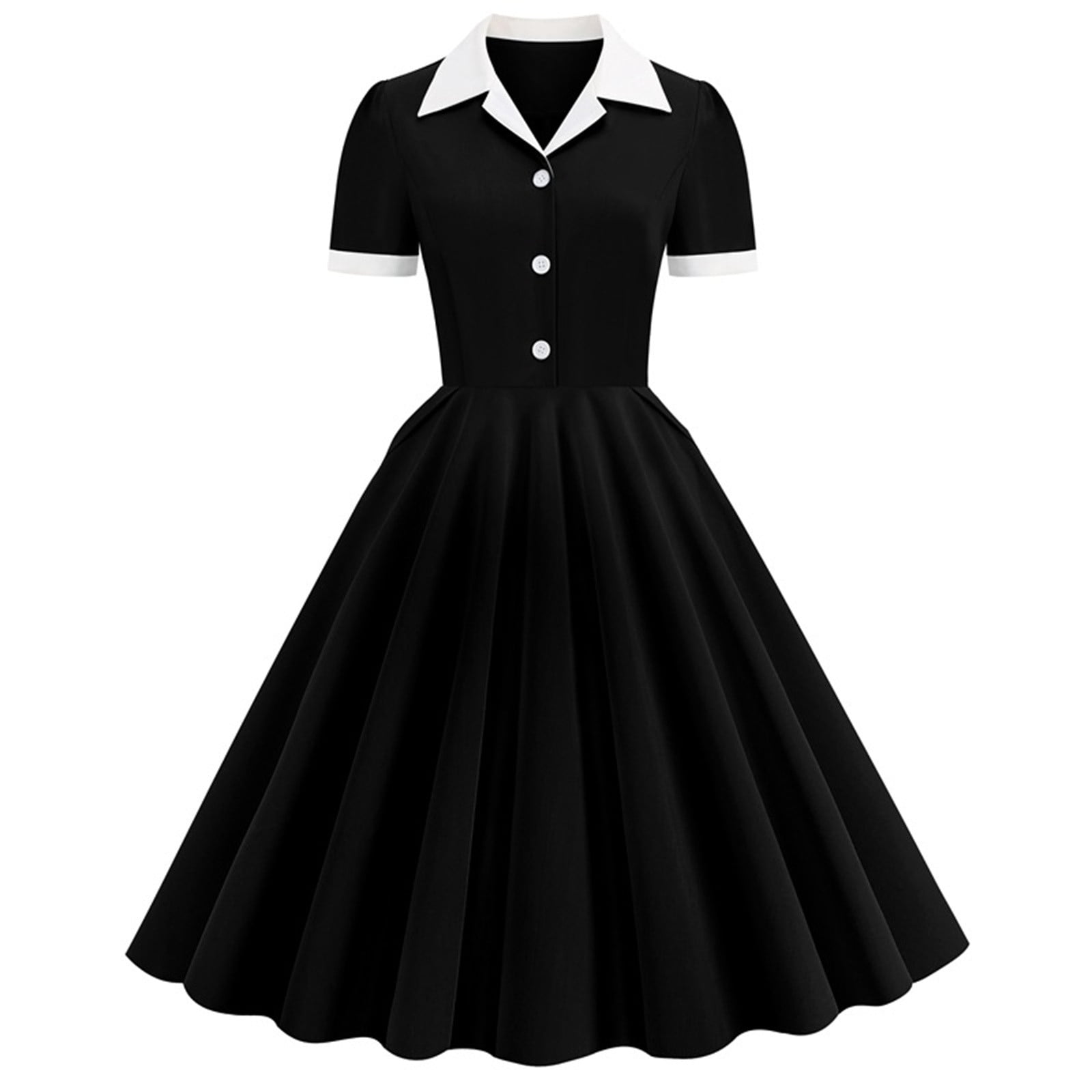 Abomasnow Women's 1950s Vintage Shirt Dresses 40s 50s Short Sleeve ...