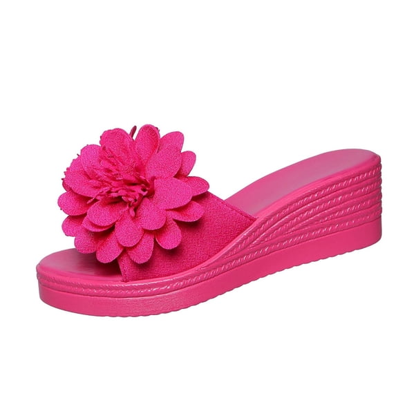 Abomasnow Women's 3D Flower Woven Platform Sandals Wedge Slides Casual ...
